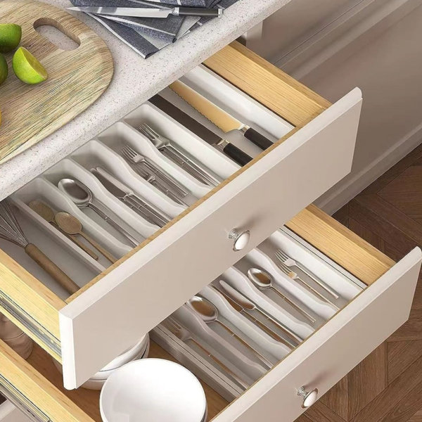 Rebrilliant Adjustable Expandable 8 Slot Flatware Drawer Organizer ...