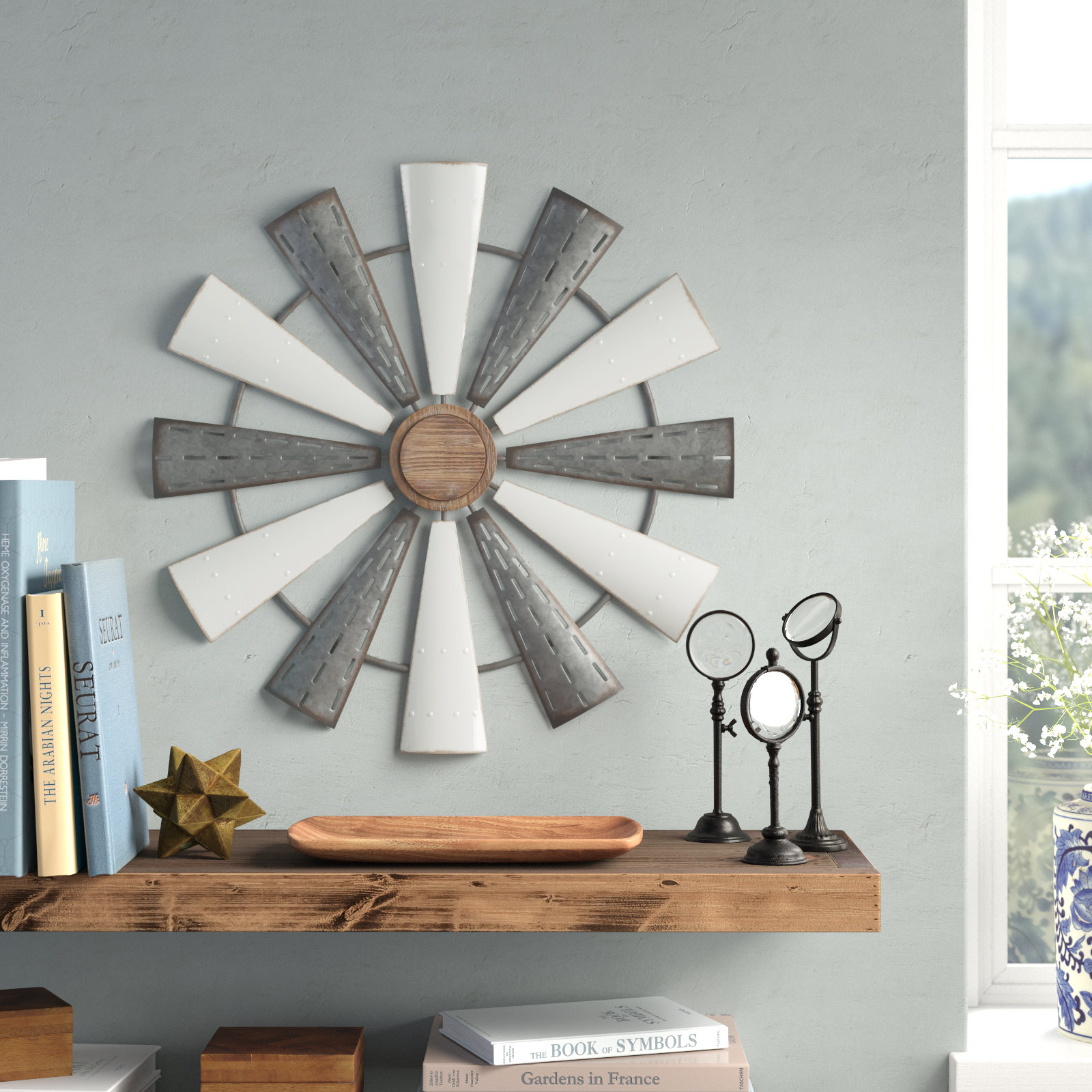 Laurel Foundry Modern Farmhouse® White Metal Windmill Home Wall Decor ...