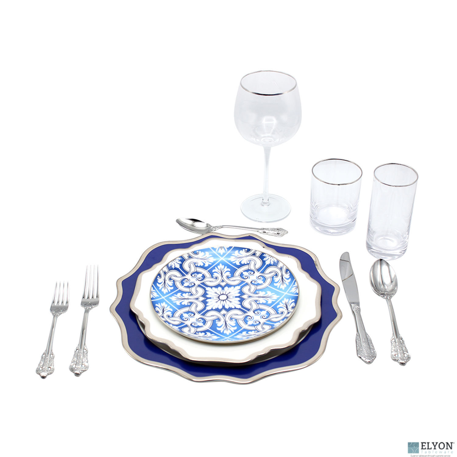 Elyon Tableware 11 Piece Dinnerware Set Blue Porcelain, Service For 1 ...