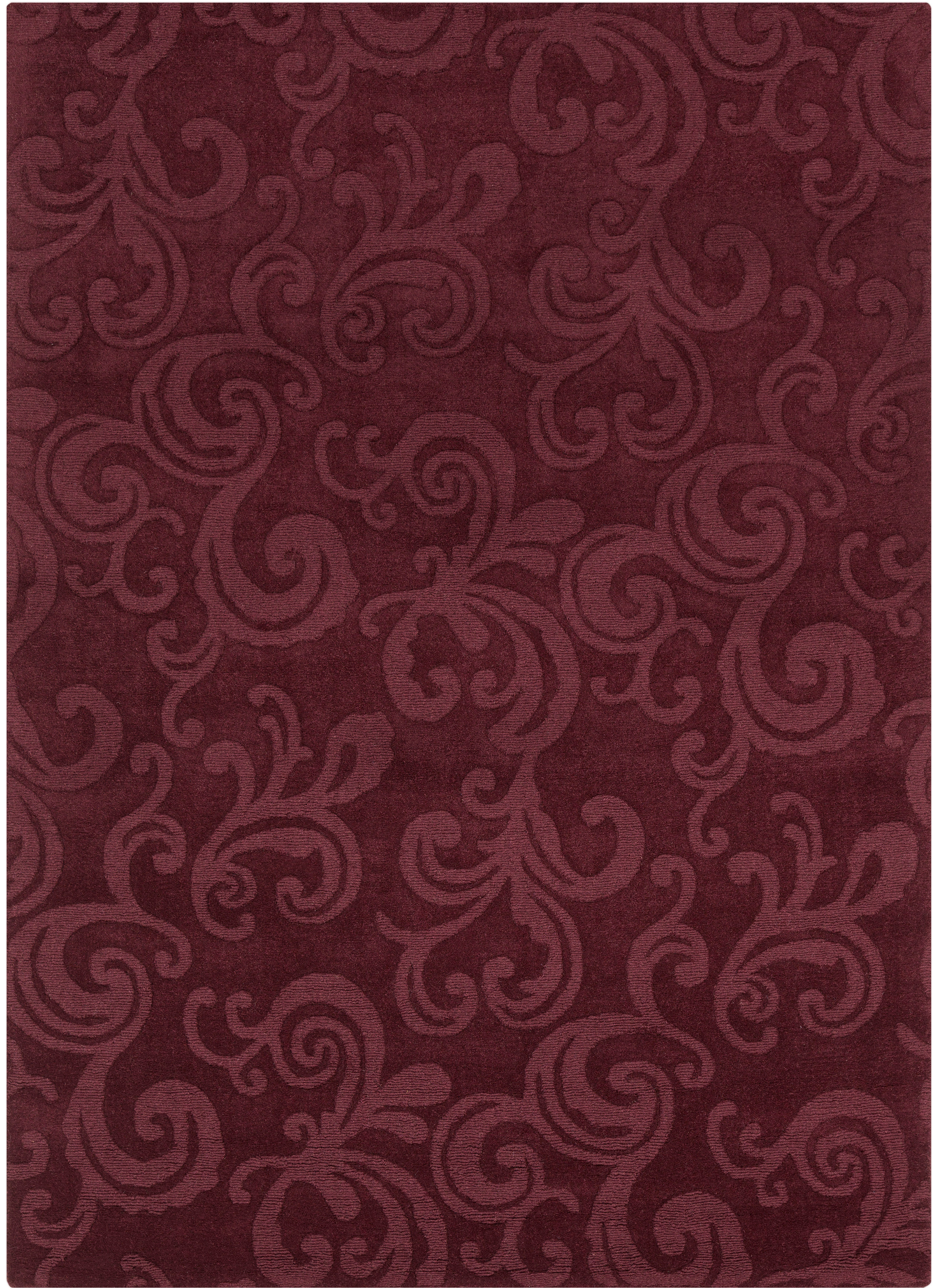 Lark Manor™ Kevinson Authentic Hand-Tufted Wool Crimson & Maroon Scroll ...