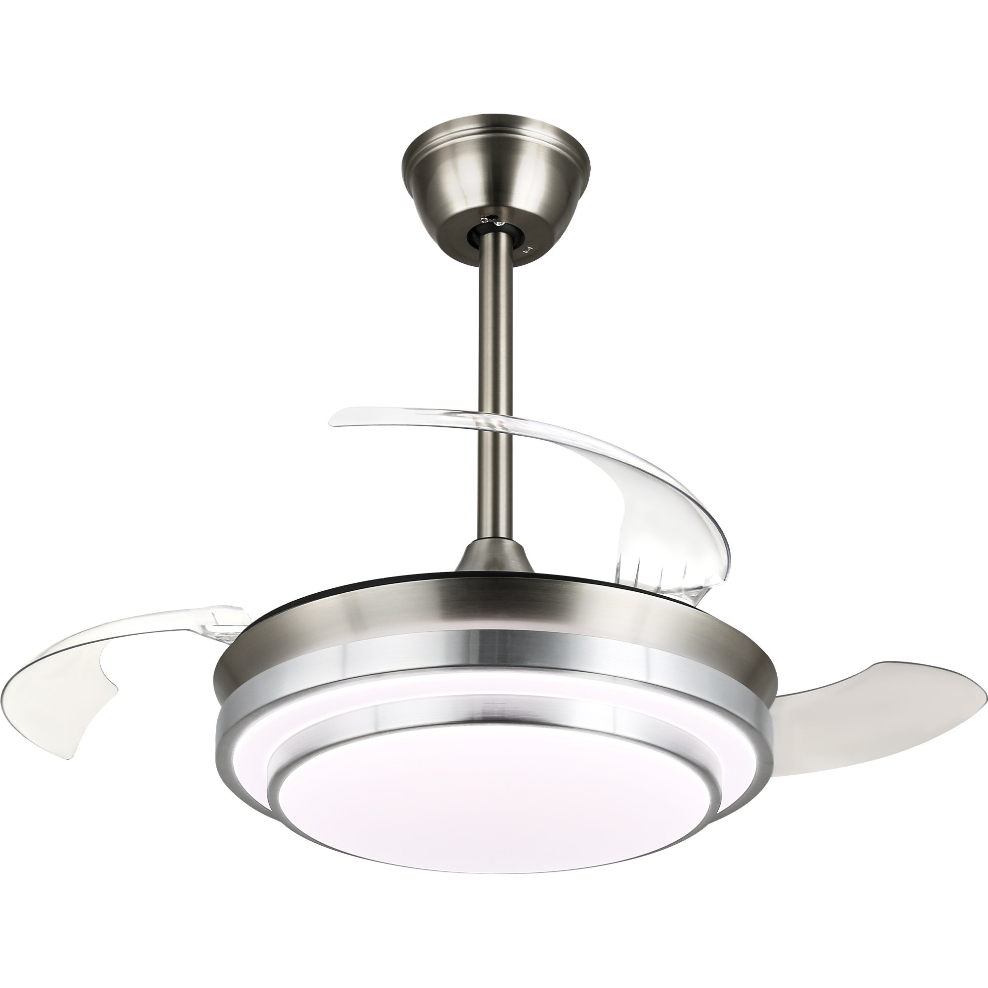 Wrought Studio™ Gerede 36" Silver Retractable Ceiling Fan with Remote ...