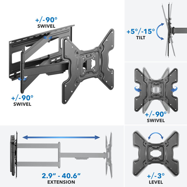 Mount-It Full Motion Extended Corner Long Arm TV Wall Mount | 40" Extra ...