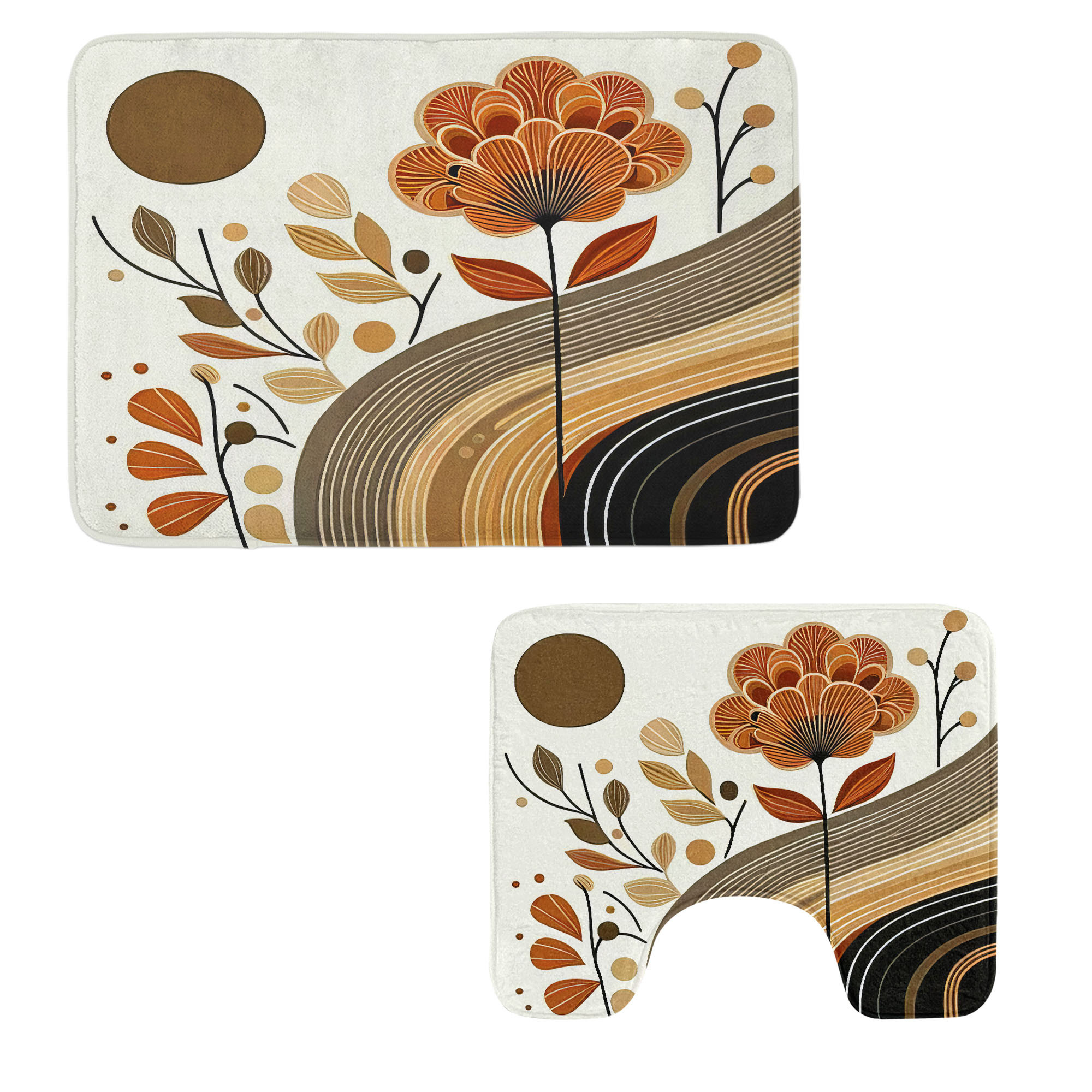 East Urban Home Bohemian Bathroom Rug Set 2 Pieces Rectangle & Contour ...