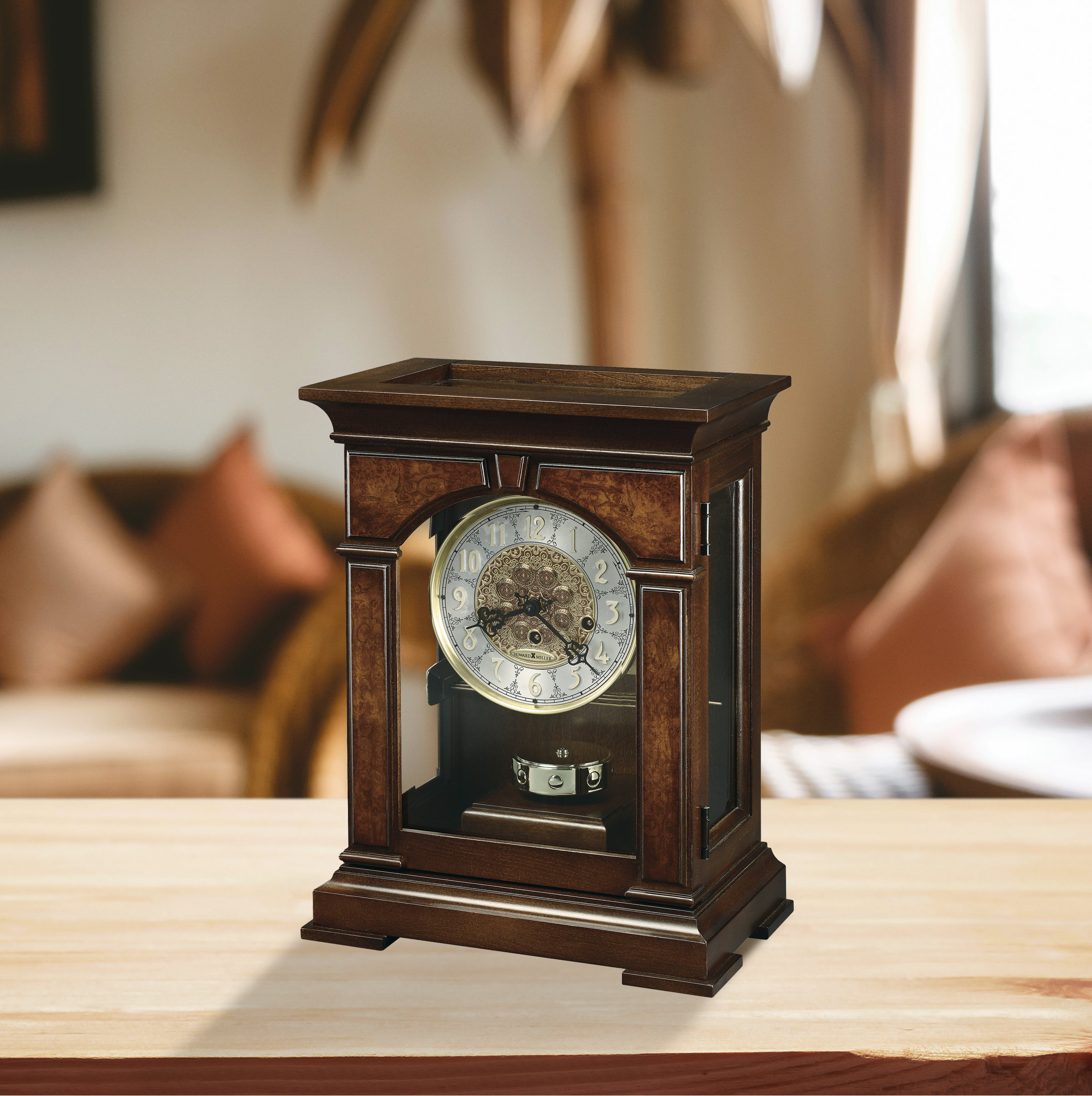 Howard Miller® Emporia Traditional Mantel Clock, Hand-Carved White Ash ...