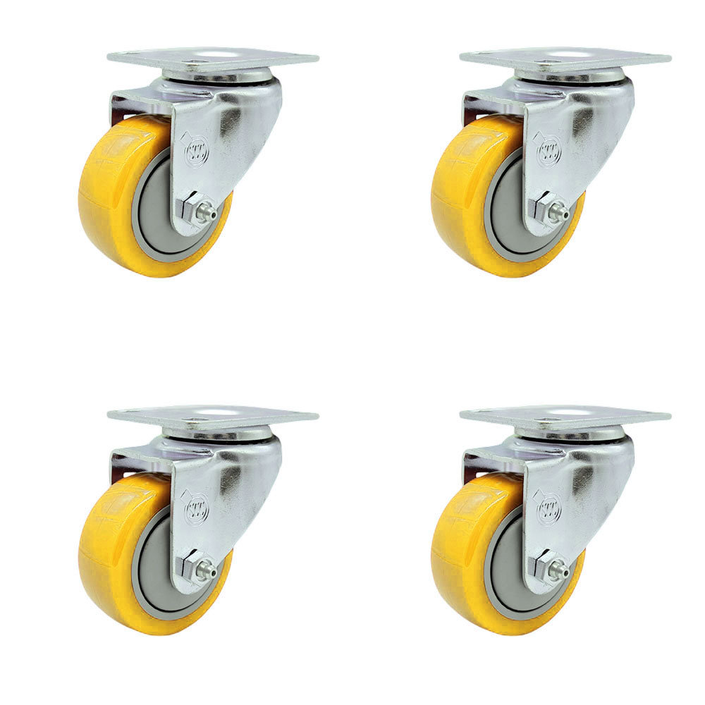 Service Caster 3 Inch Yellow Polyurethane Wheel Swivel Top Plate Caster ...
