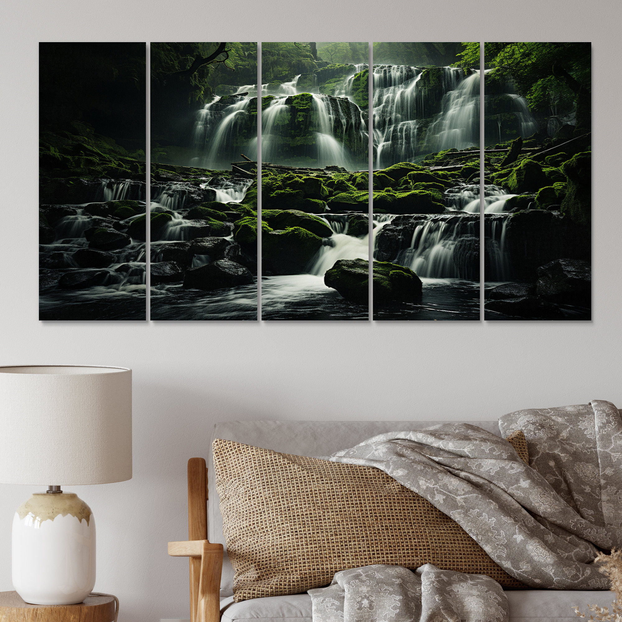 Loon Peak® Waterfall Sublime Symphony - Landscapes Wall Decor - 5 Equal ...