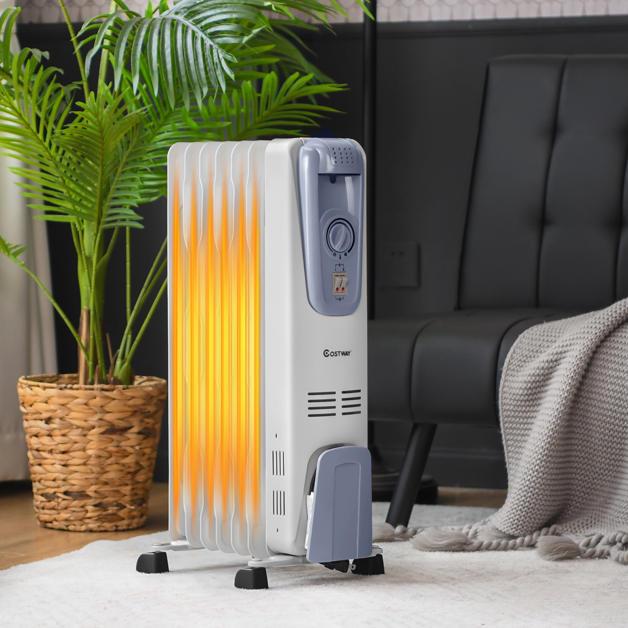 Costway 1500w Electric Oil Filled Radiator Space Heater 7-fin ...