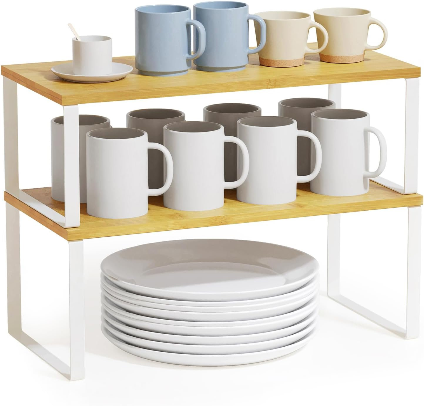 SpaceAid 2-pack Cabinet Shelf Organizers, Stackable & Expandable ...