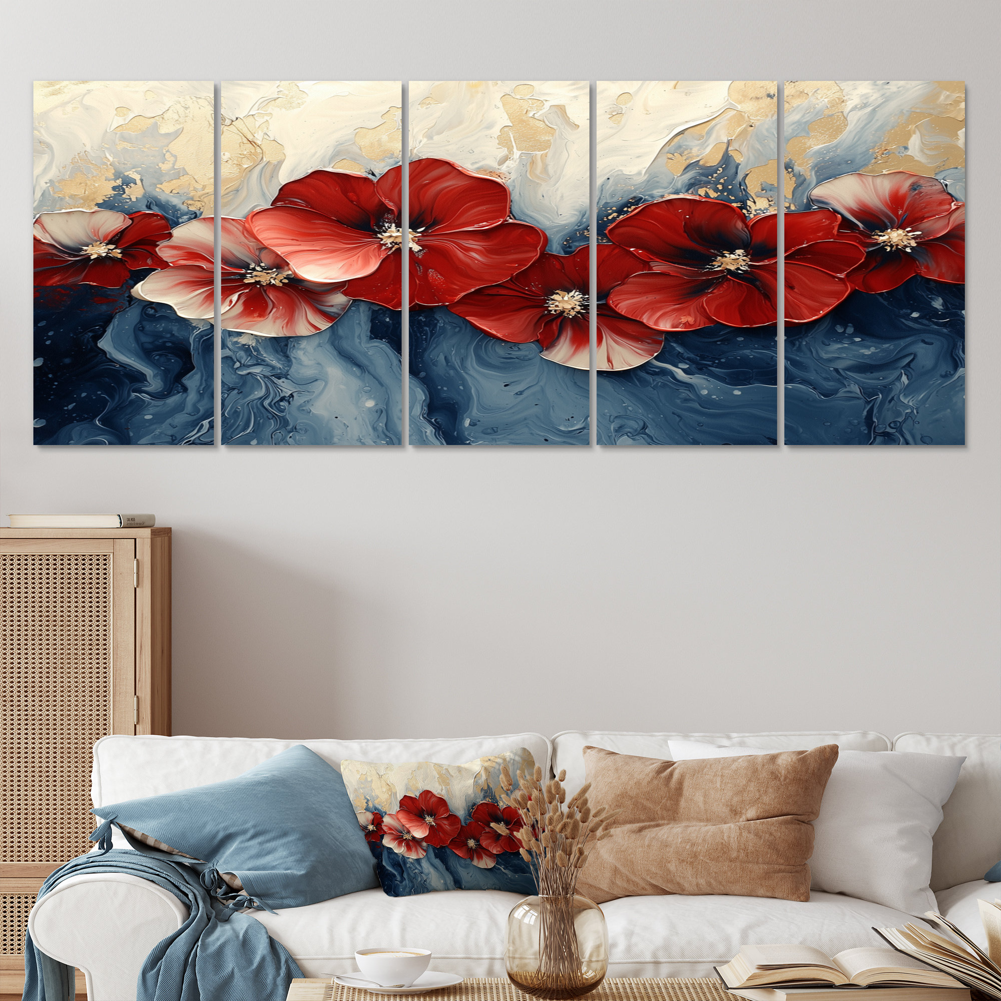 Winston Porter Sunset Waves Of Winter Poppies Field - Poppies Wall Art ...