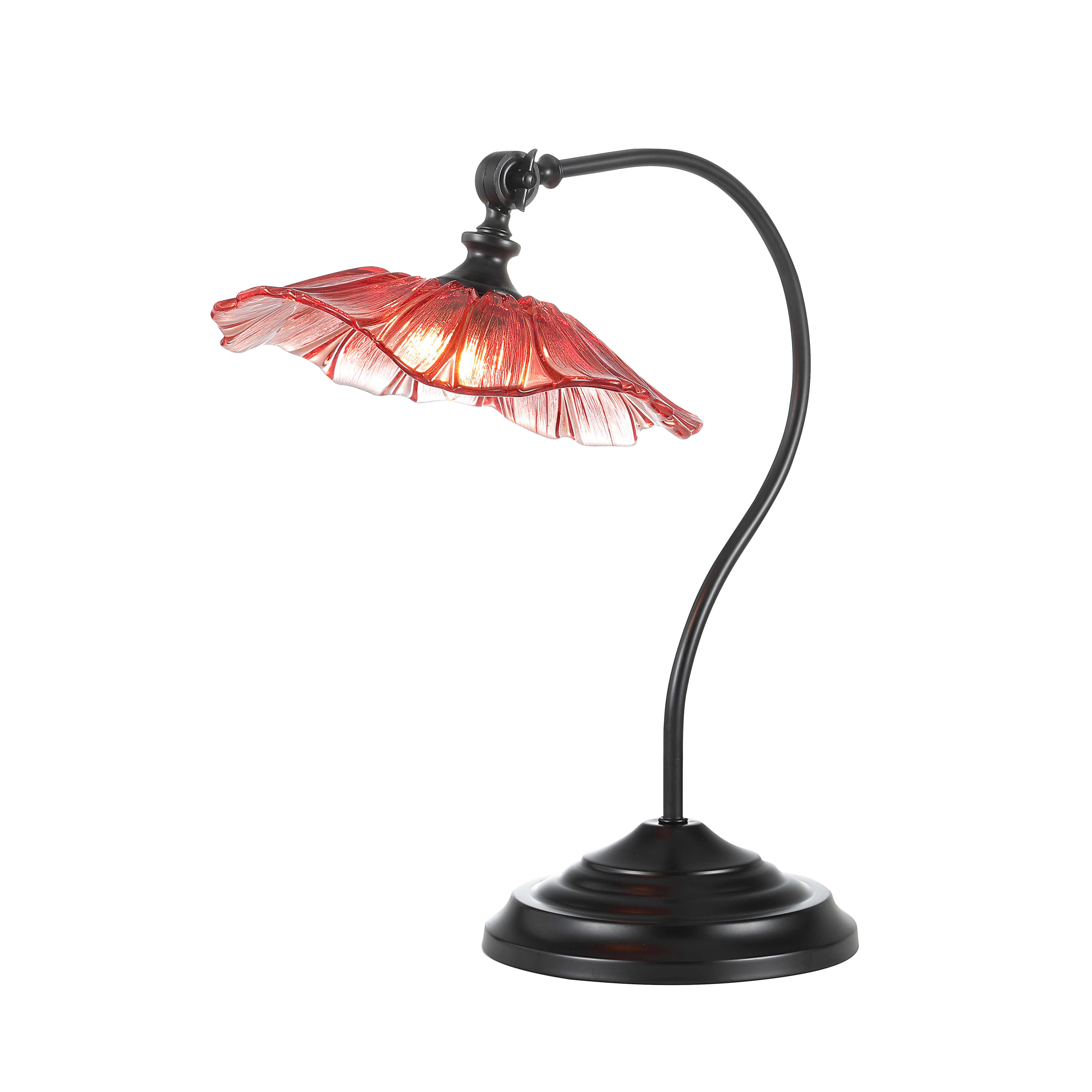 Alcott Hill® 17.75"H Flower Petals Glass Shade Traditional Desk Lamp ...