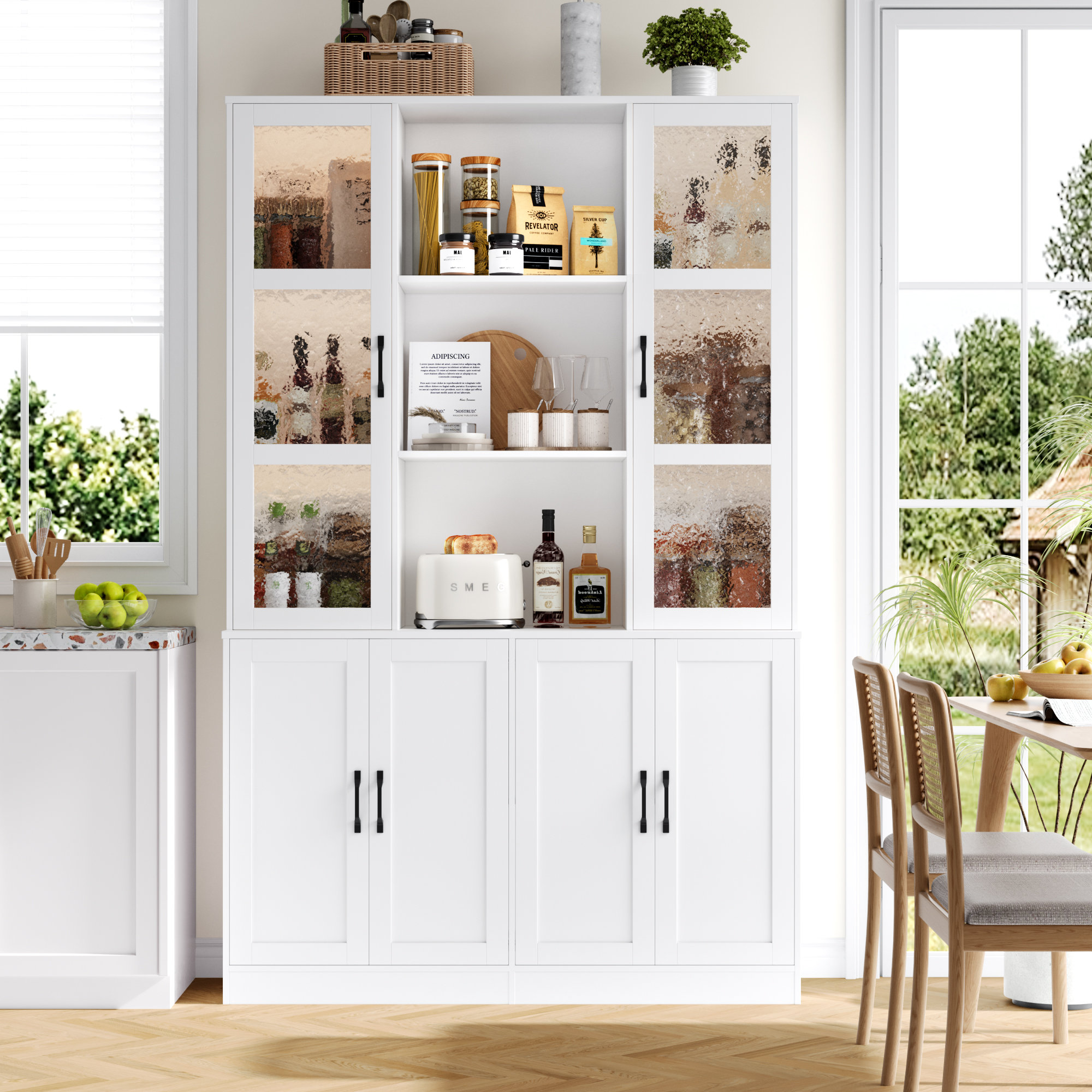 Lark Manor™ Denaya 71'' x 47.2'' Wooden Kitchen Pantry, 6-Door Storage ...