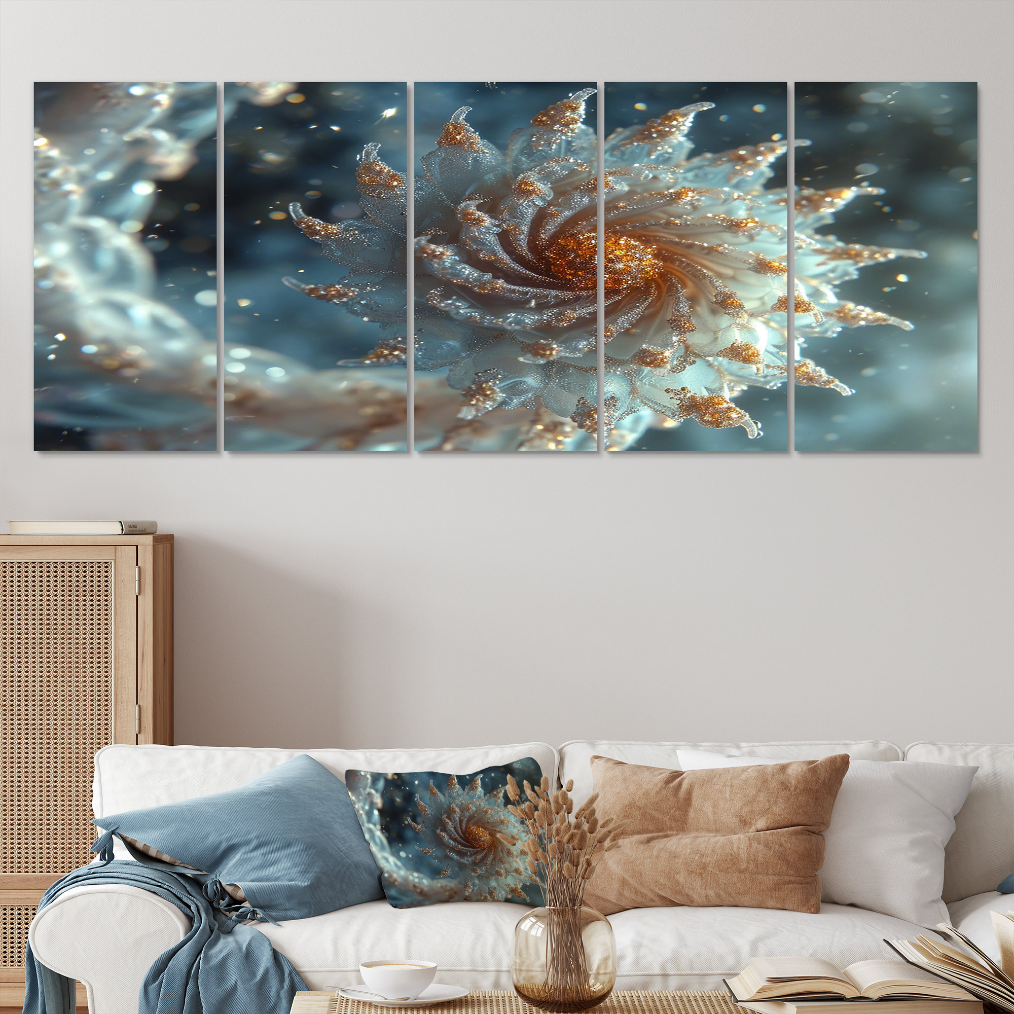 Ivy Bronx Winter Magic Curl - Fractal Wall Art Decor 5 Piece | Wayfair