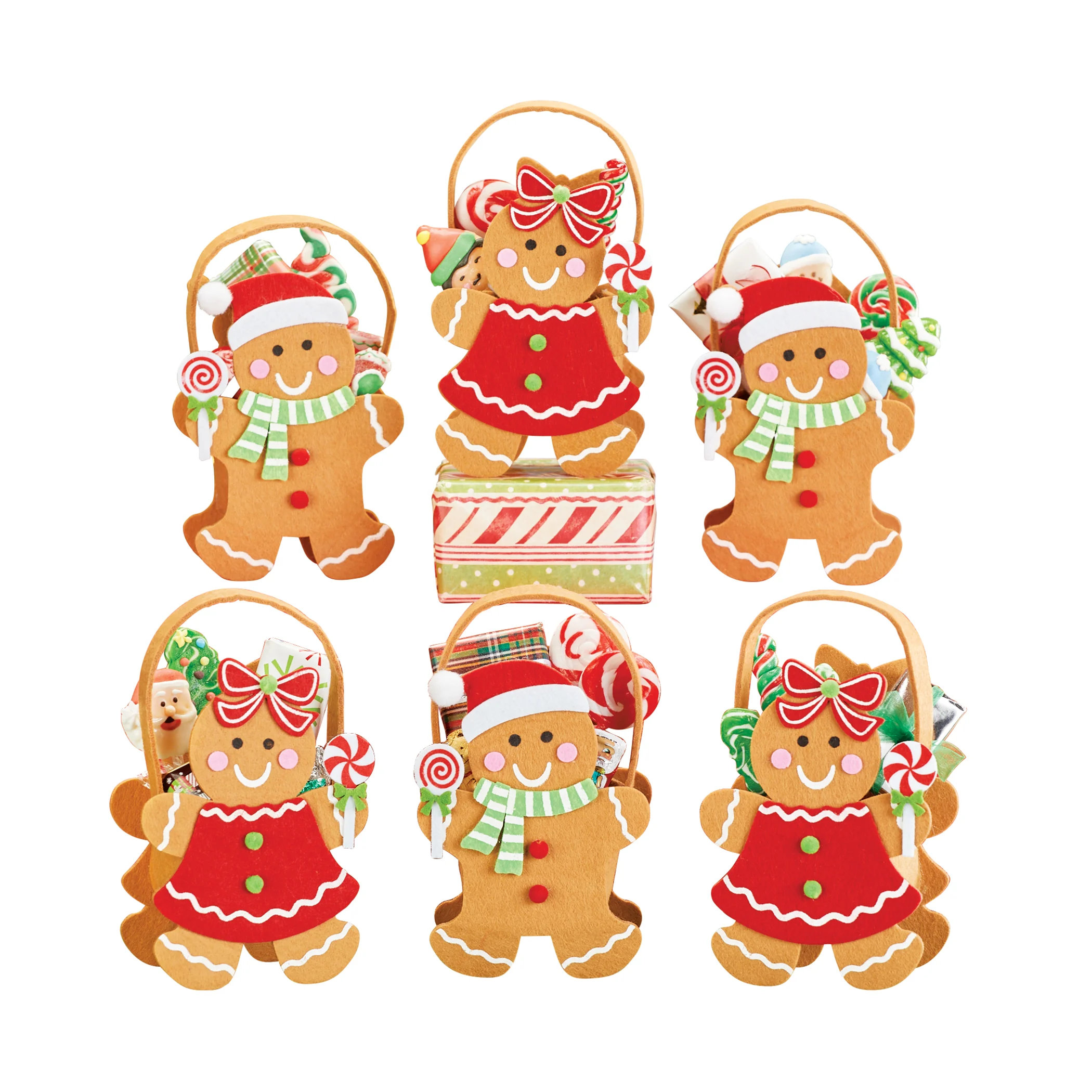 The Holiday Aisle® Adorable Fabric Gingerbread Gift Bags - Set of 6 ...