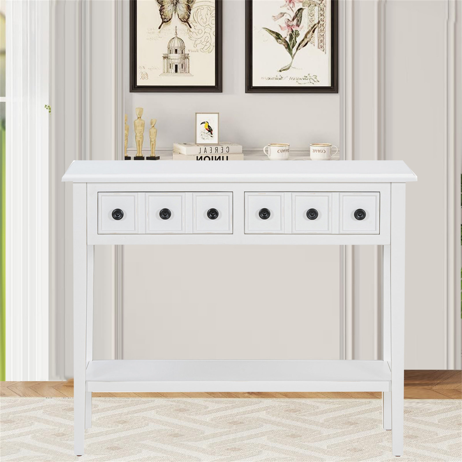 Lark Manor Console Table With Drawers,Rubber Wood Legs,Ideal For ...