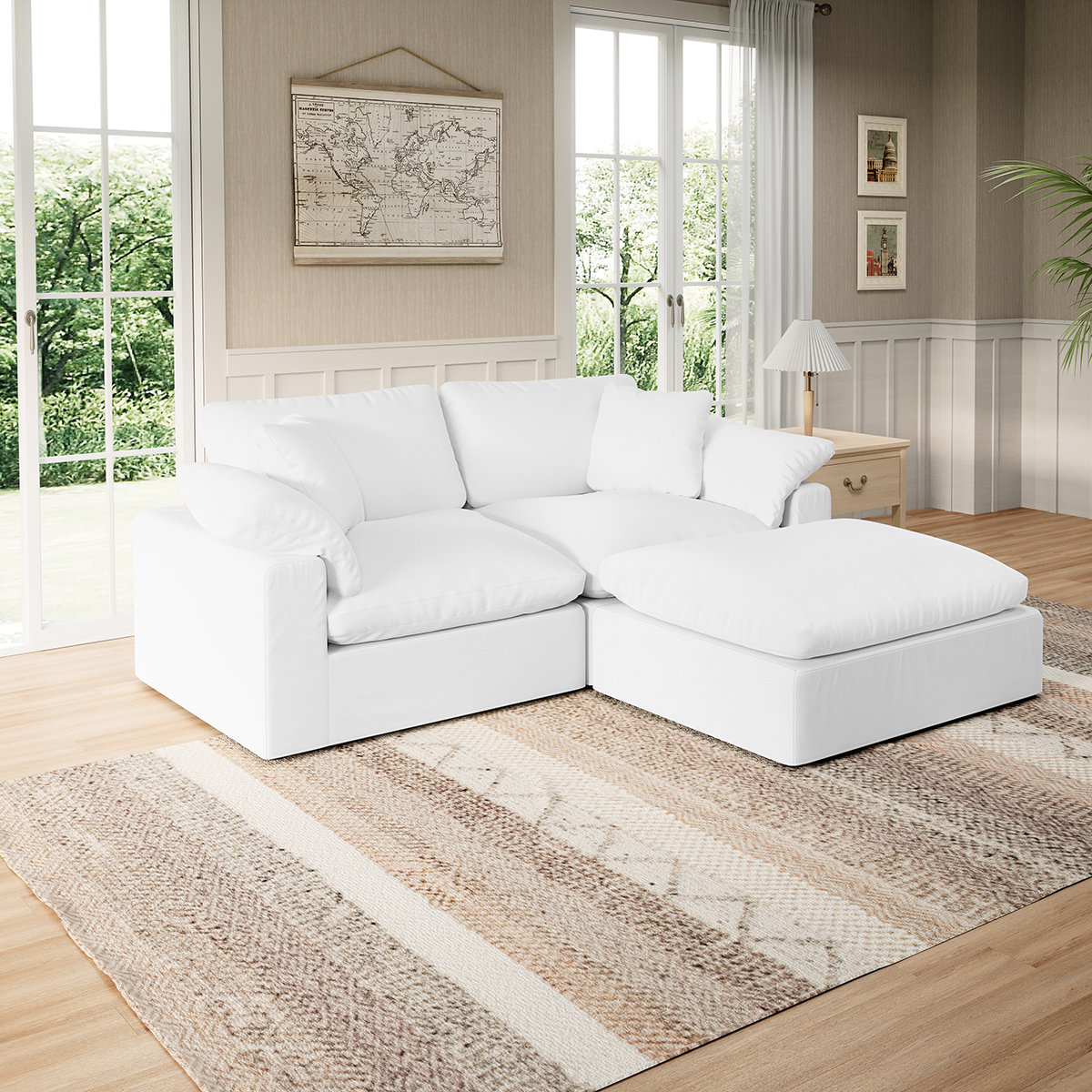 Hokku Designs Mashal Upholstered Modular Sofa & Chaise, Cloud Sofa ...