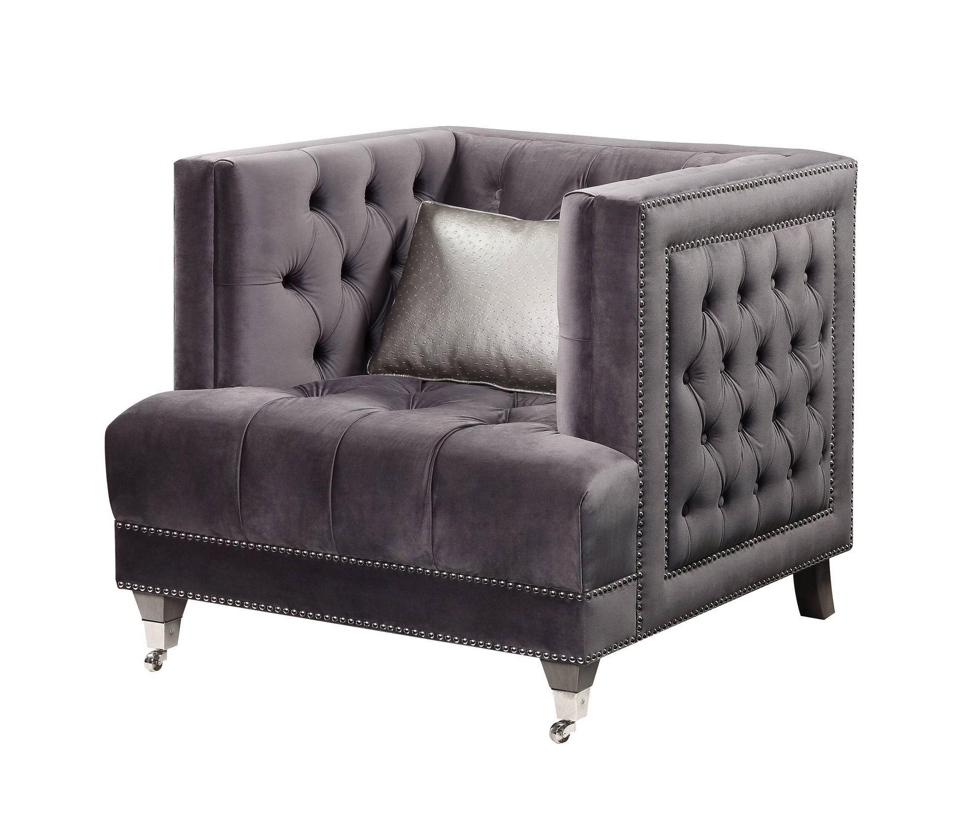 Rosdorf Park Accent Chair, Button Tufted Chair With Pillow | Wayfair