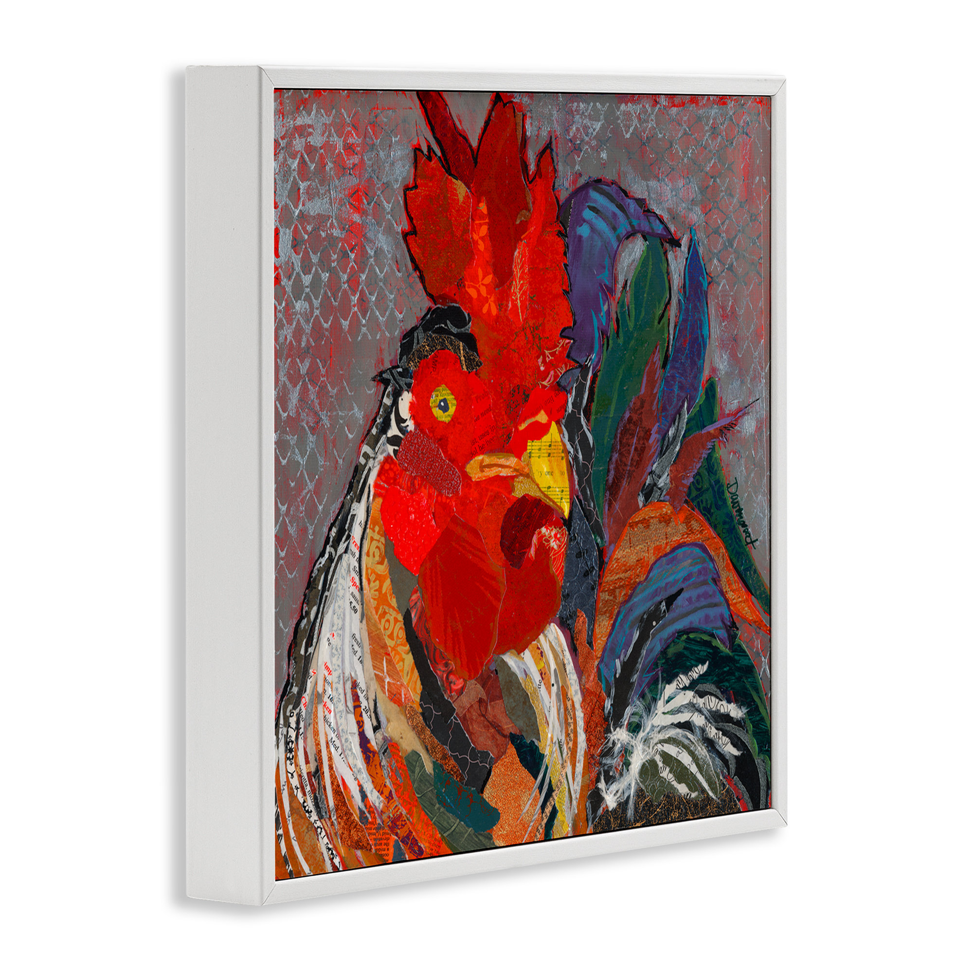 Winston Porter Patterned Collage Rooster Framed Giclee Art by Violet ...