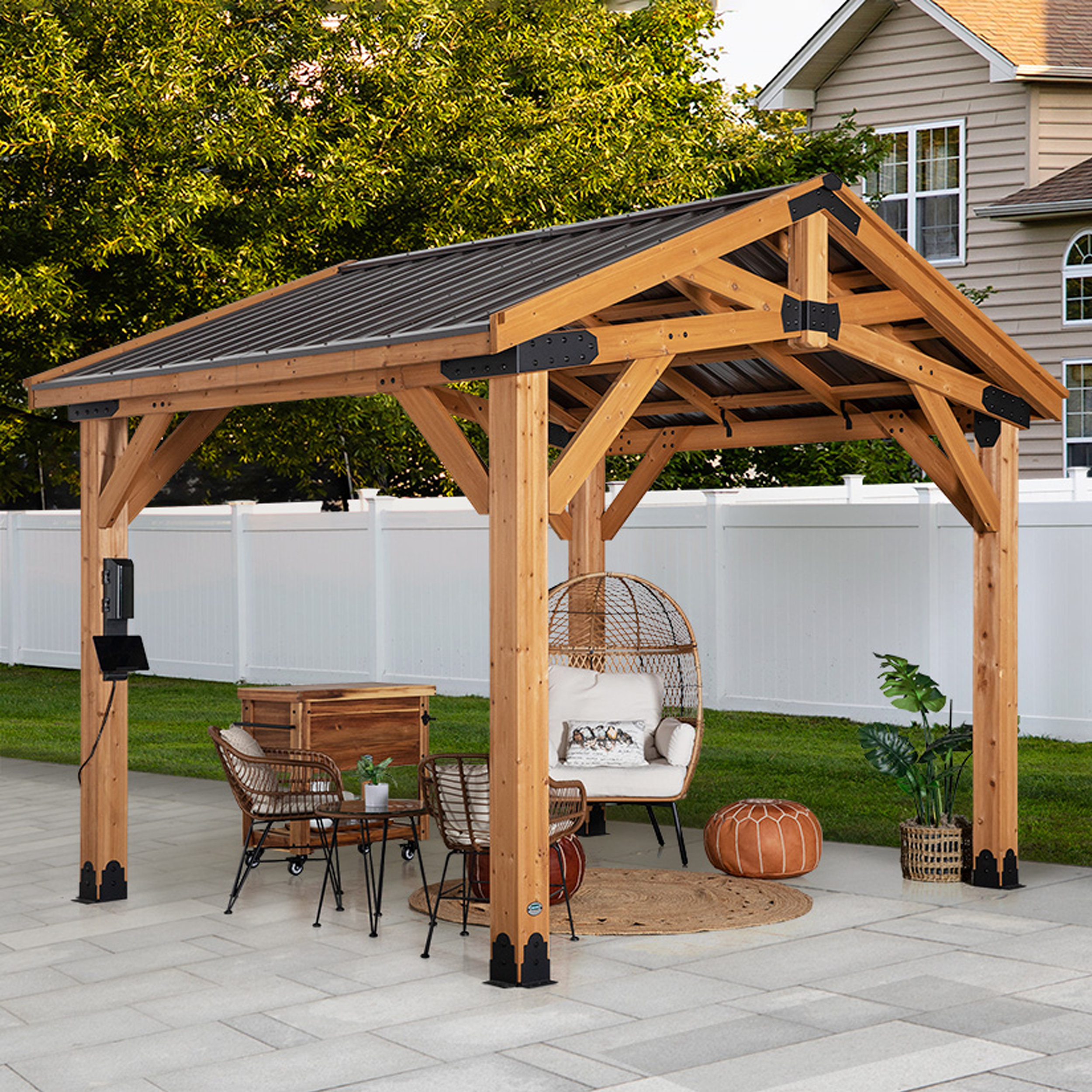Backyard Discovery Norwood 12' x 10' Cedar Wood Outdoor Patio Gazebo ...