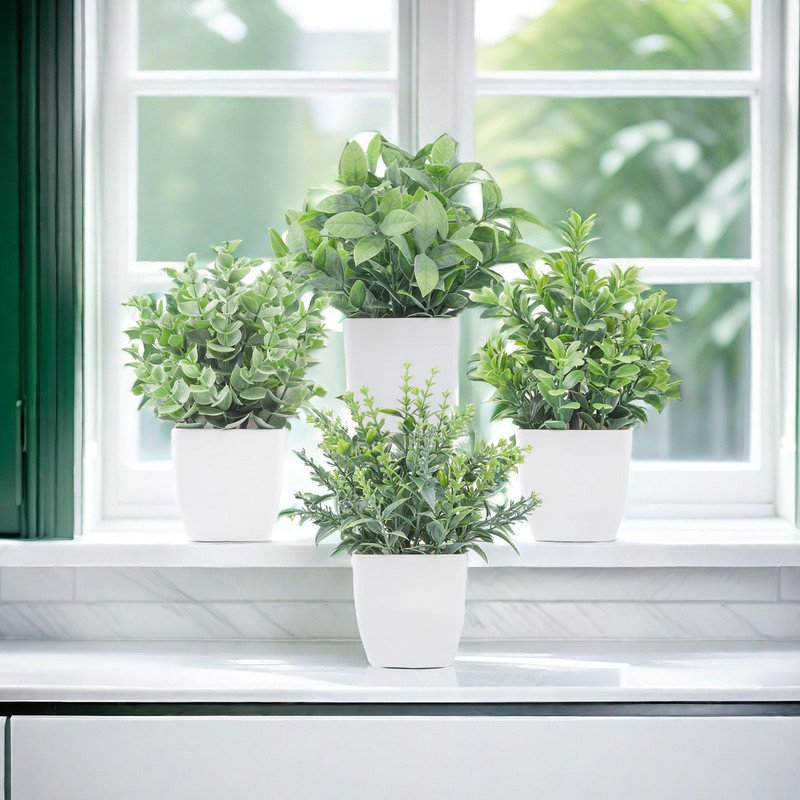 Primrue 4 Pieces of oake olant mini artificial potted plants | Wayfair