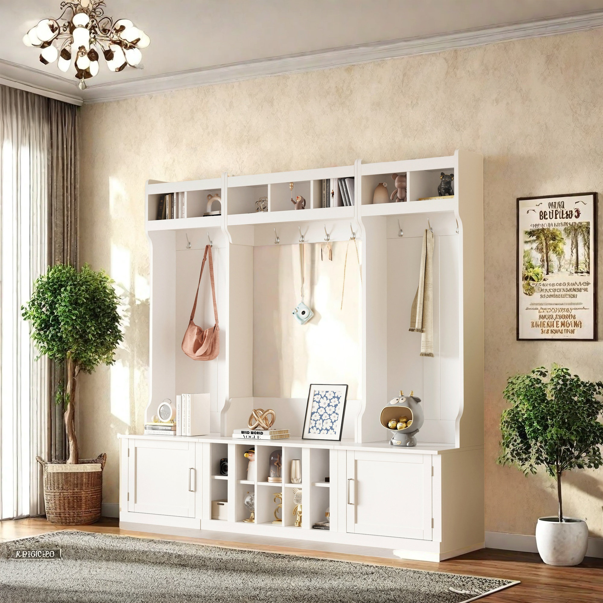 TRADROU 4-In-1 Modular Hall Tree With Bench, Shoe Cabinet, And Storage ...