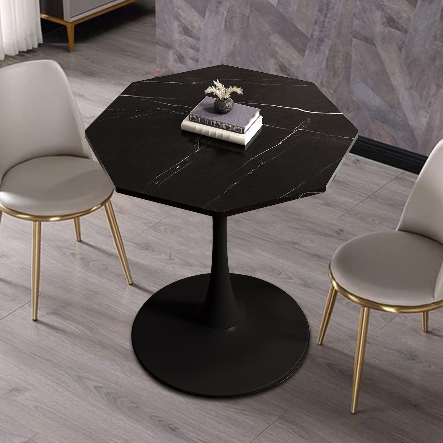 Wrought Studio Practical design octagonal Dining Table With metal base ...