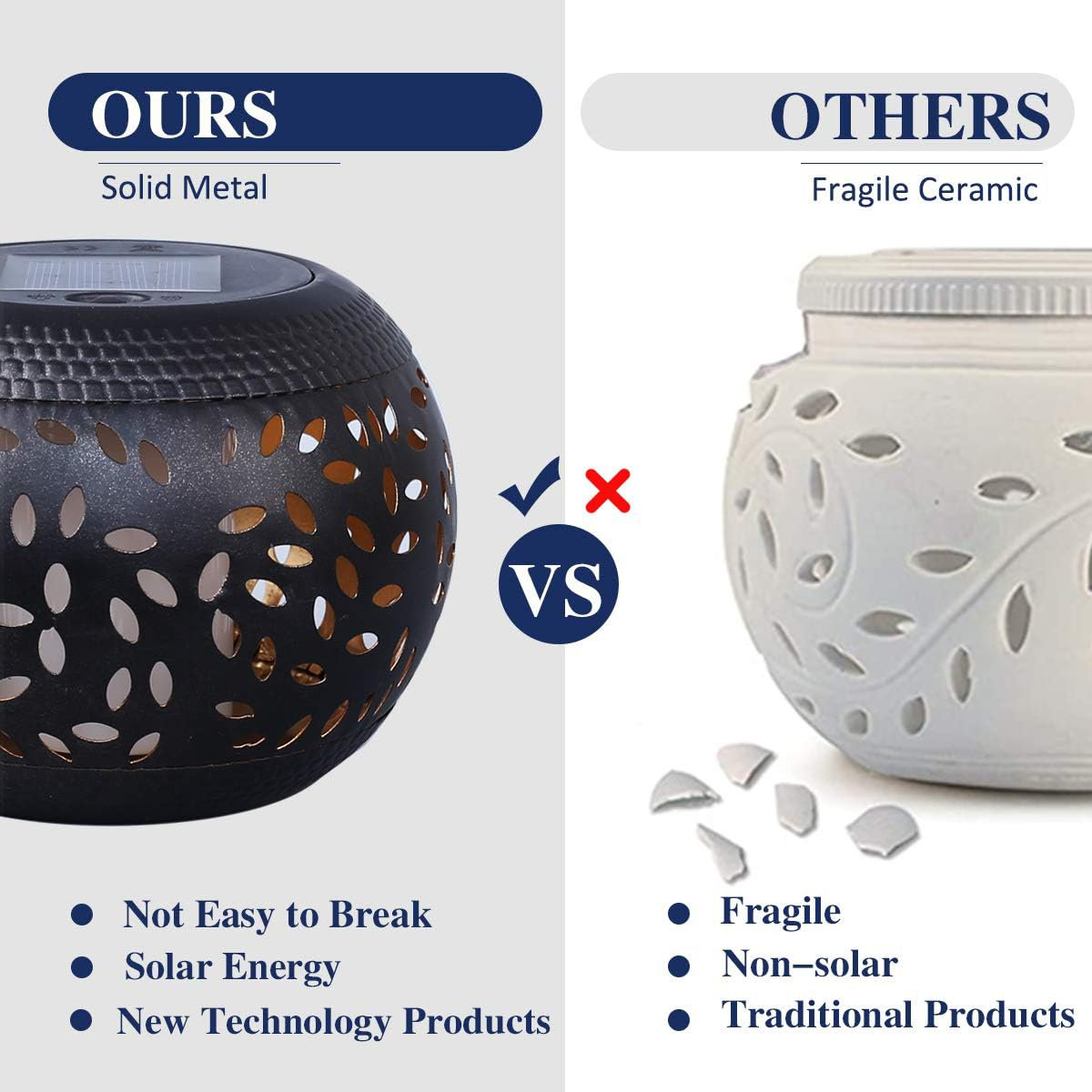 pearlstar 4.3'' Solar Table Lights Outdoor Waterproof - 2 Pack Metal ...