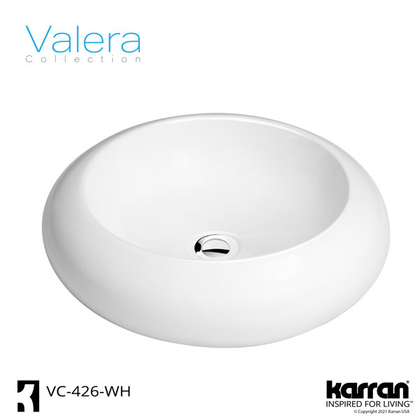 Karran Valera 20 In. Vitreous China Round Vessel Bathroom Sink | Wayfair