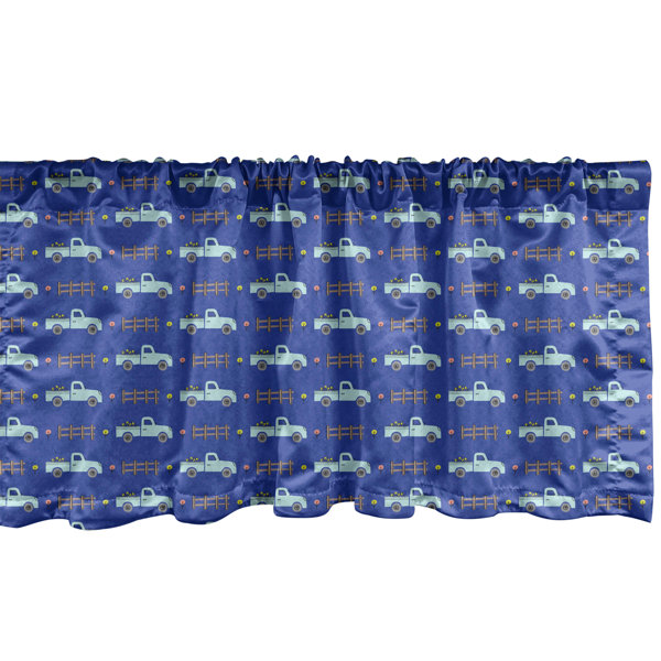 Ambesonne Truck Valance Pack of 2 Rural Fence Vehicle Pattern Violet ...