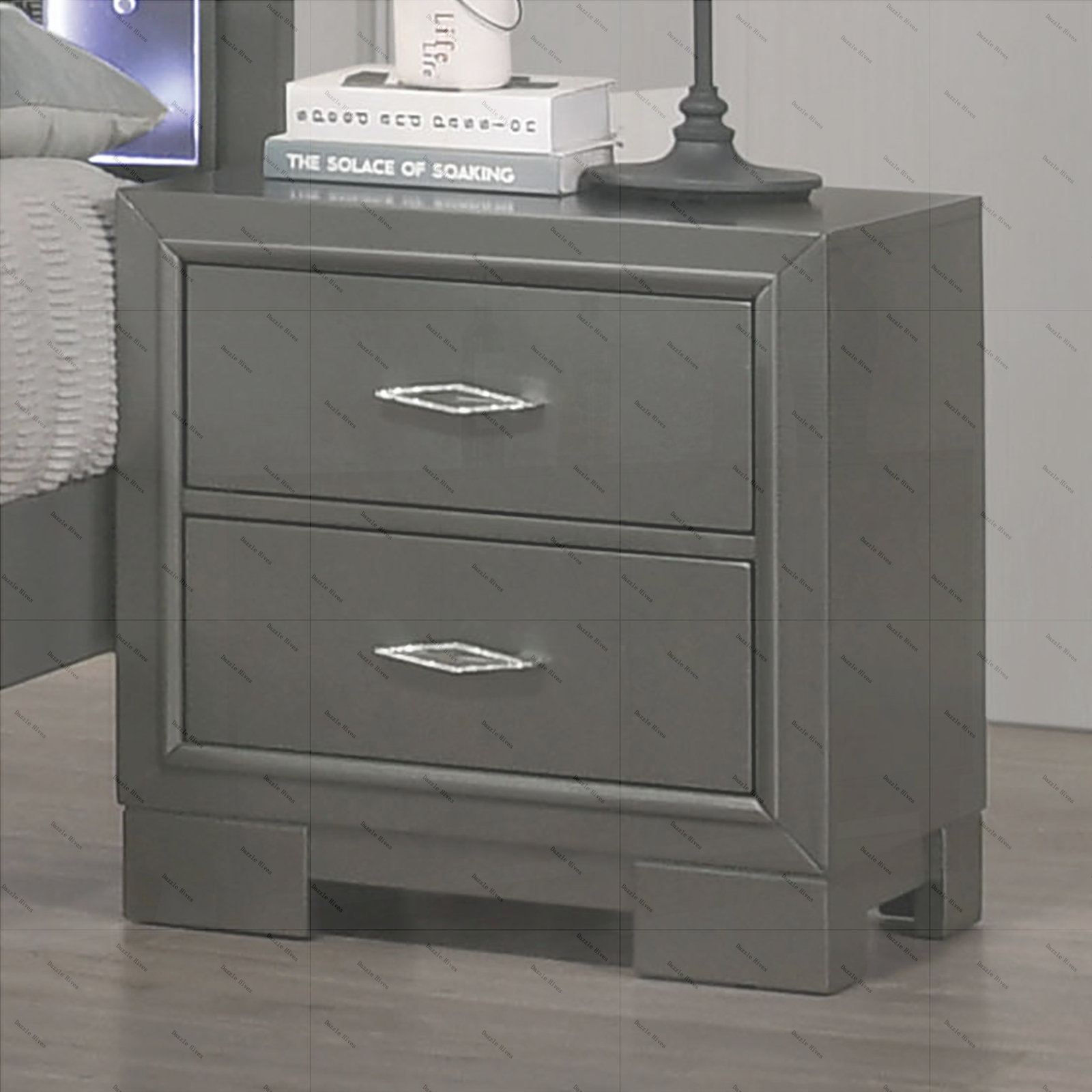 Lark Manor™ Metallic Gray Color Nightstand Bedroom 1pc Nightstand Solid ...
