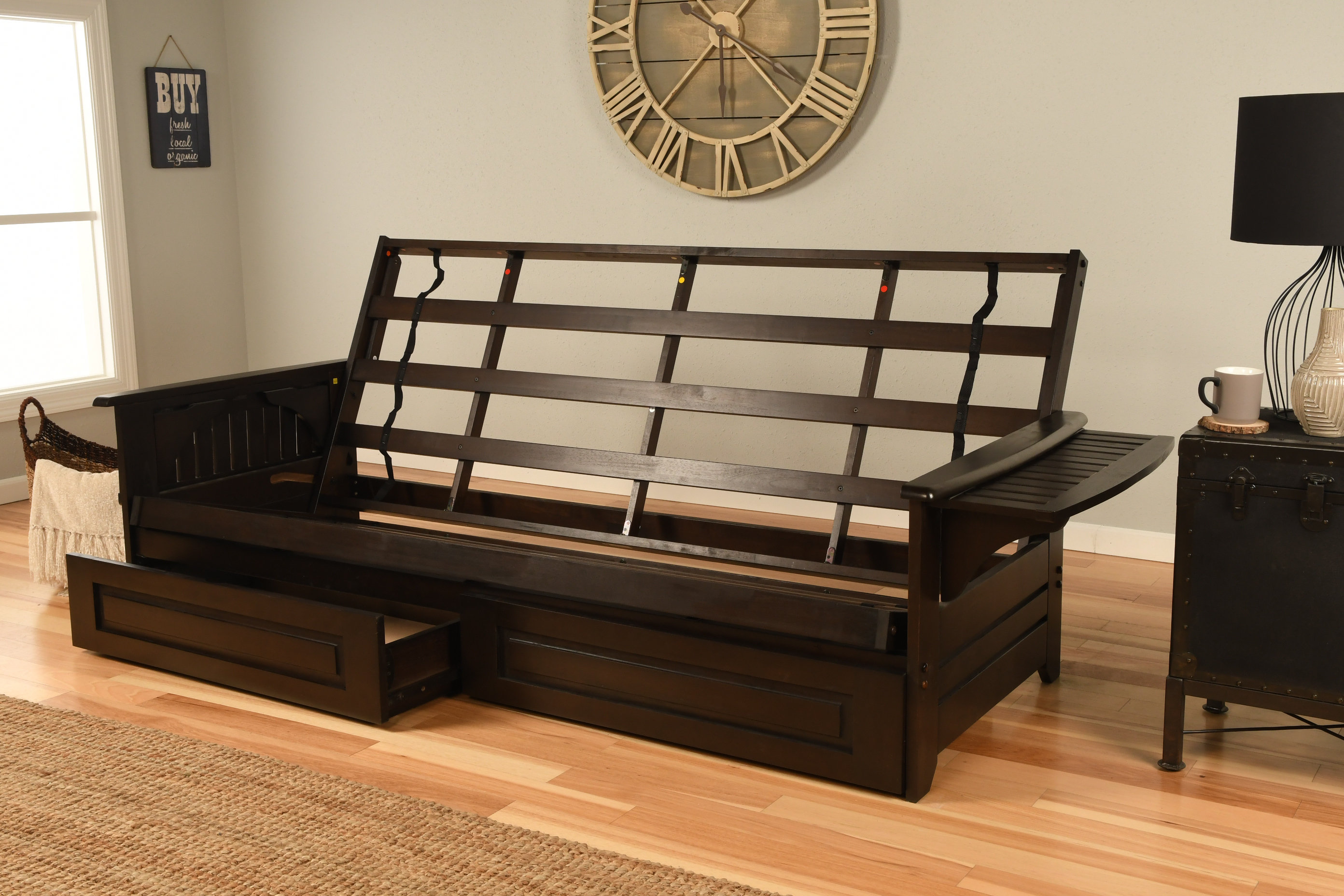 Winston Porter Johnte Full-size Futon Frame Includes Storage Drawers ...