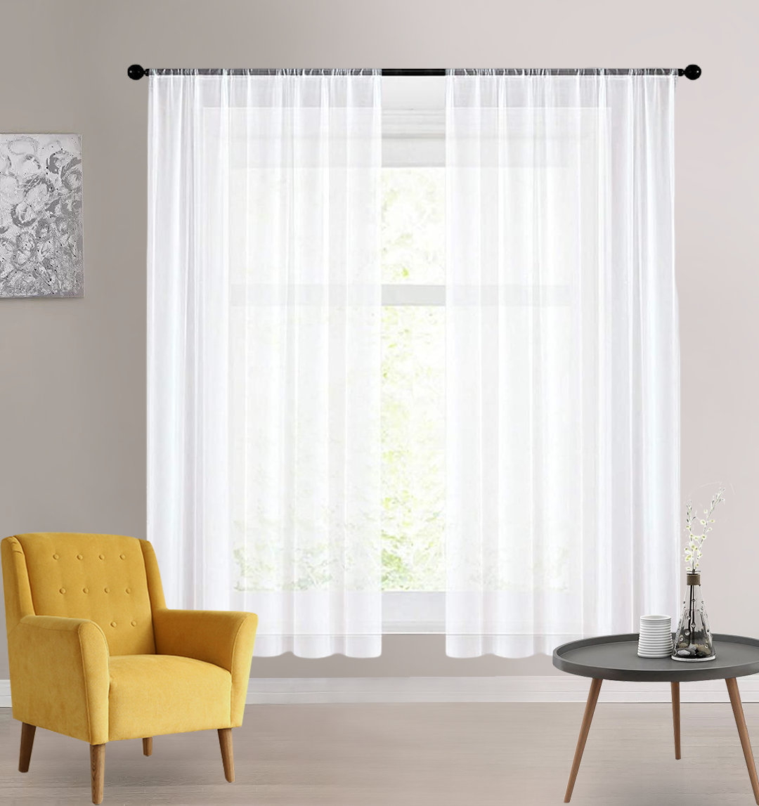 Ebern Designs Coriena Solid Color Semi-Sheer Rod Pocket Curtain Panels ...