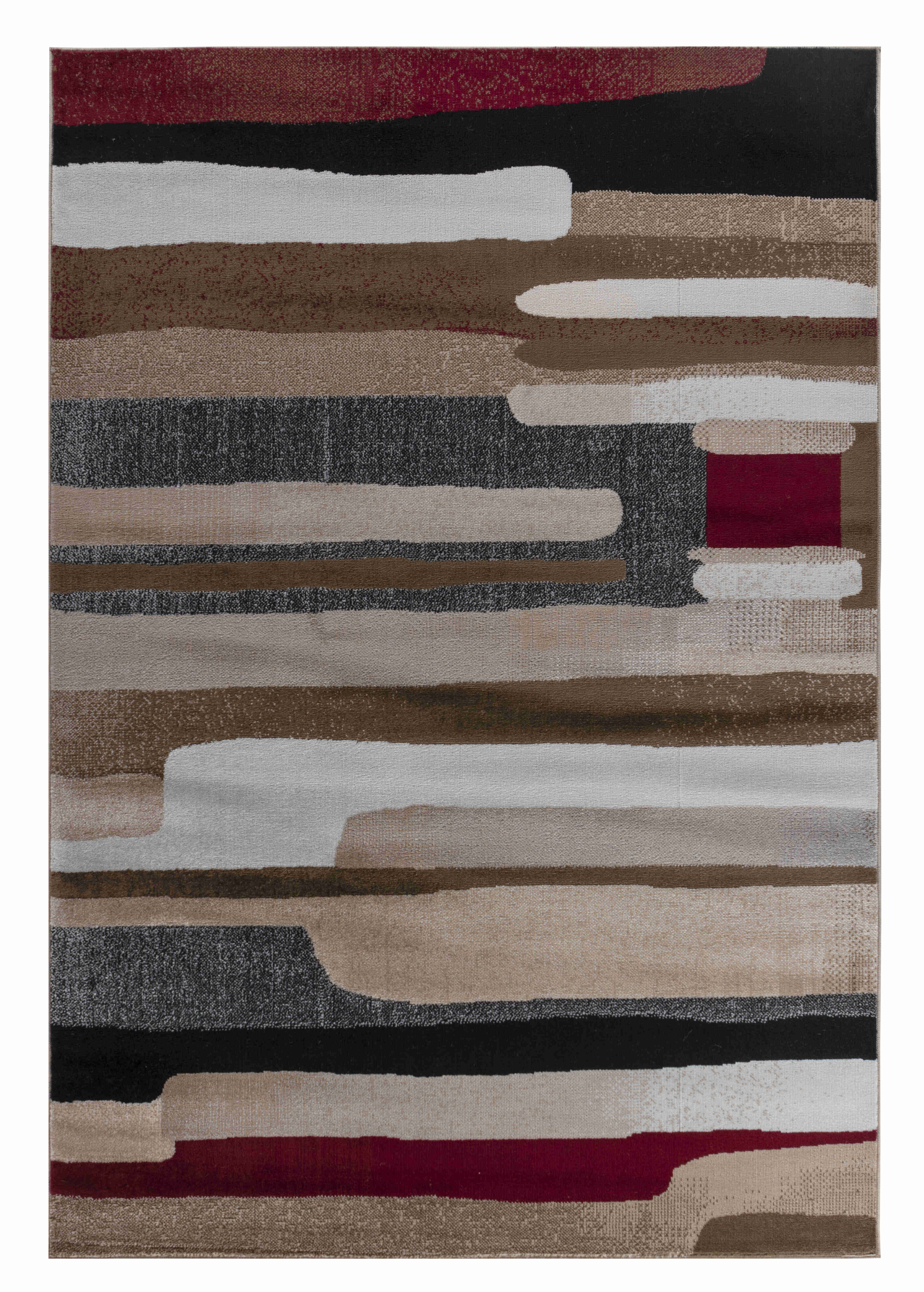 Union Rustic Rug Branch Abstract Mid-Century Modern Brown Red Indoor ...