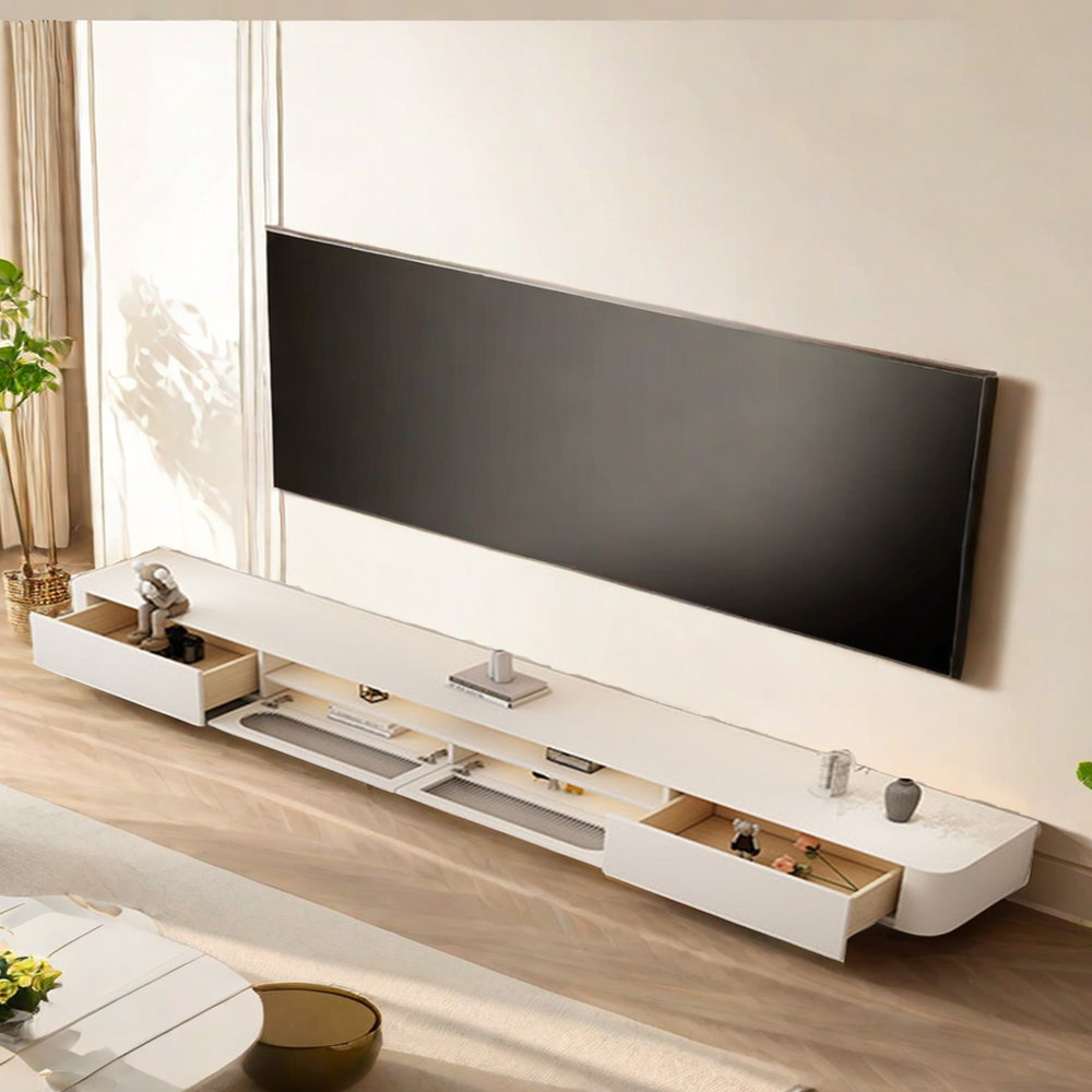 Aurora Craft Cream Modern TV Stand 118.11'' W Storage Credenza ...