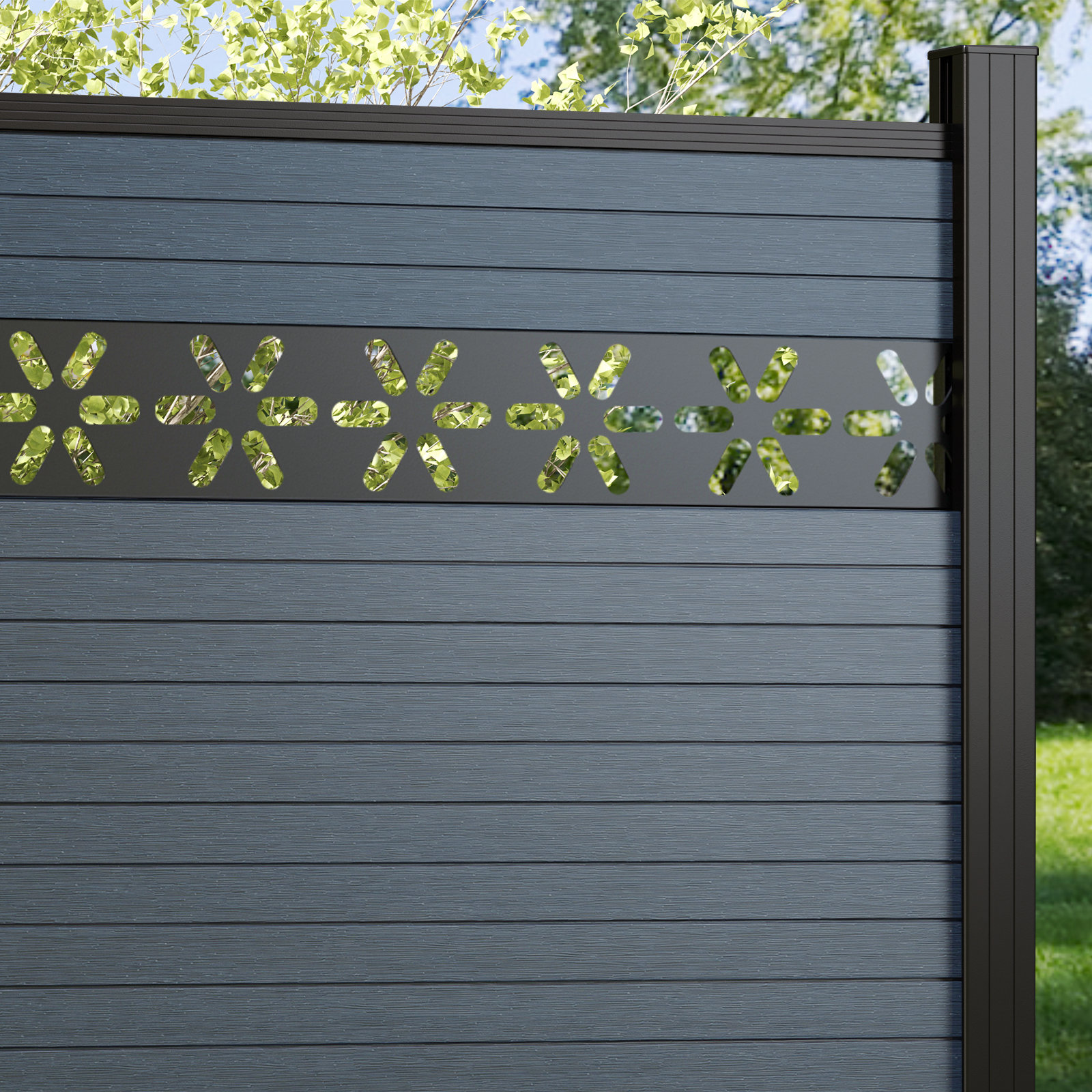 mondaria 6.2Ft H Composite Privacy Fence Panels With Flower Decorative ...
