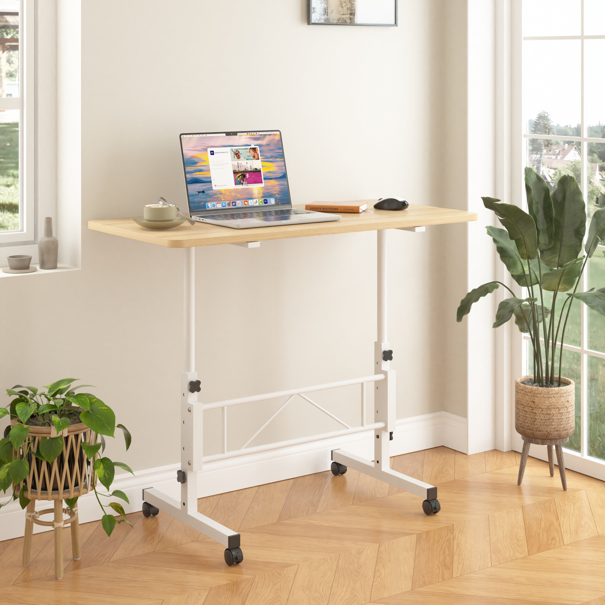 Inbox Zero Normia Small Standing Desk Adjustable Height, Mobile Stand ...