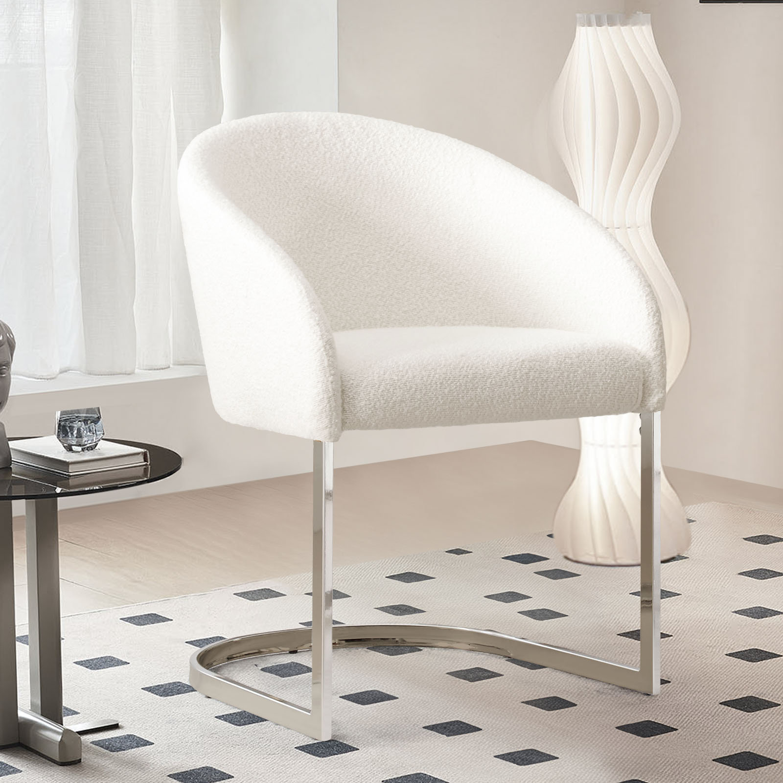 Wrought Studio™ Hannegan Low Back Boucle Upholstered Arm Chair & Reviews | Wayfair