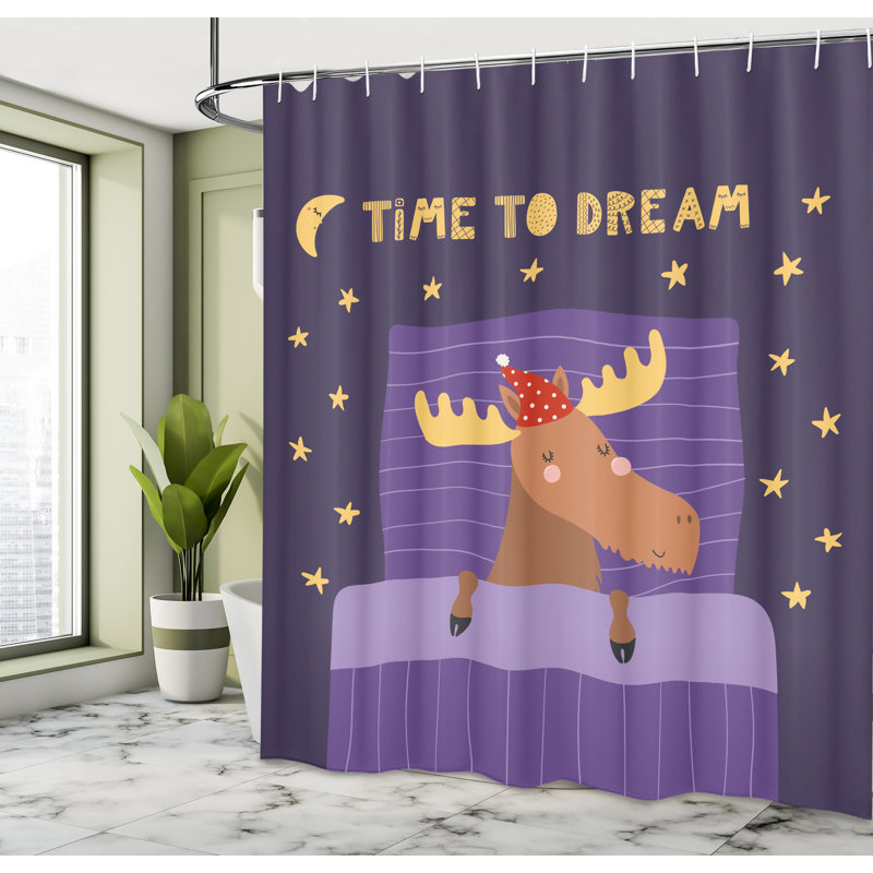 East Urban Home Nap Saying Shower Curtain Typography with Moose ...