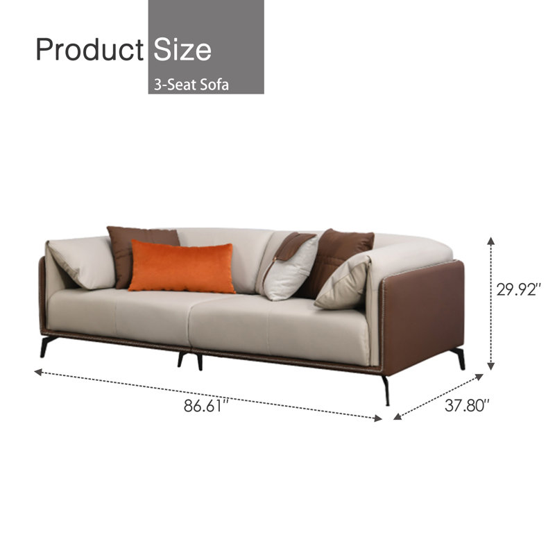 Wrought Studio™ Beniamino Nordic Luxury Simple Three Seat Faux Leather ...