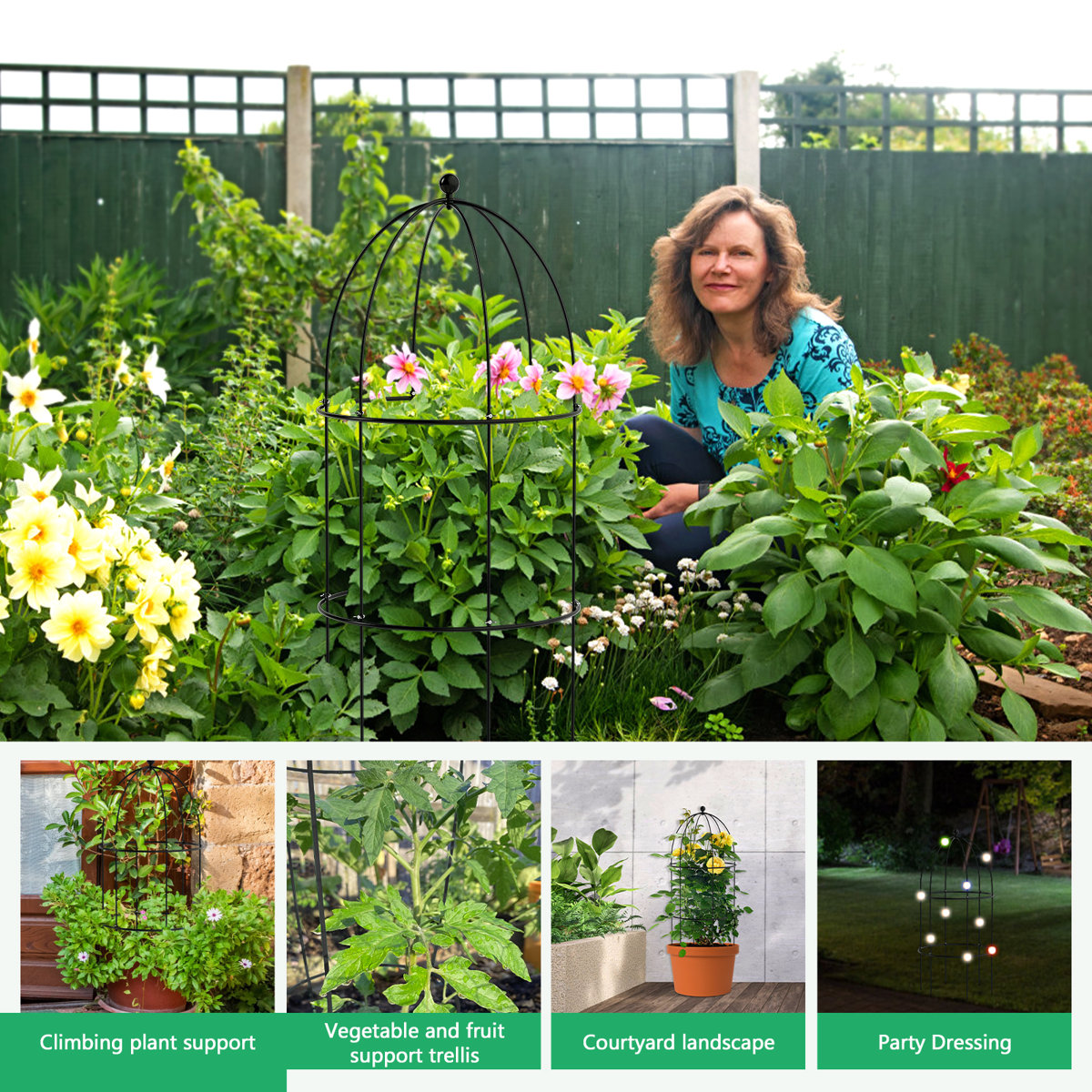 Arlmont & Co. Soroh Garden Obelisk Trellis,Tomato Cage Metal Garden ...