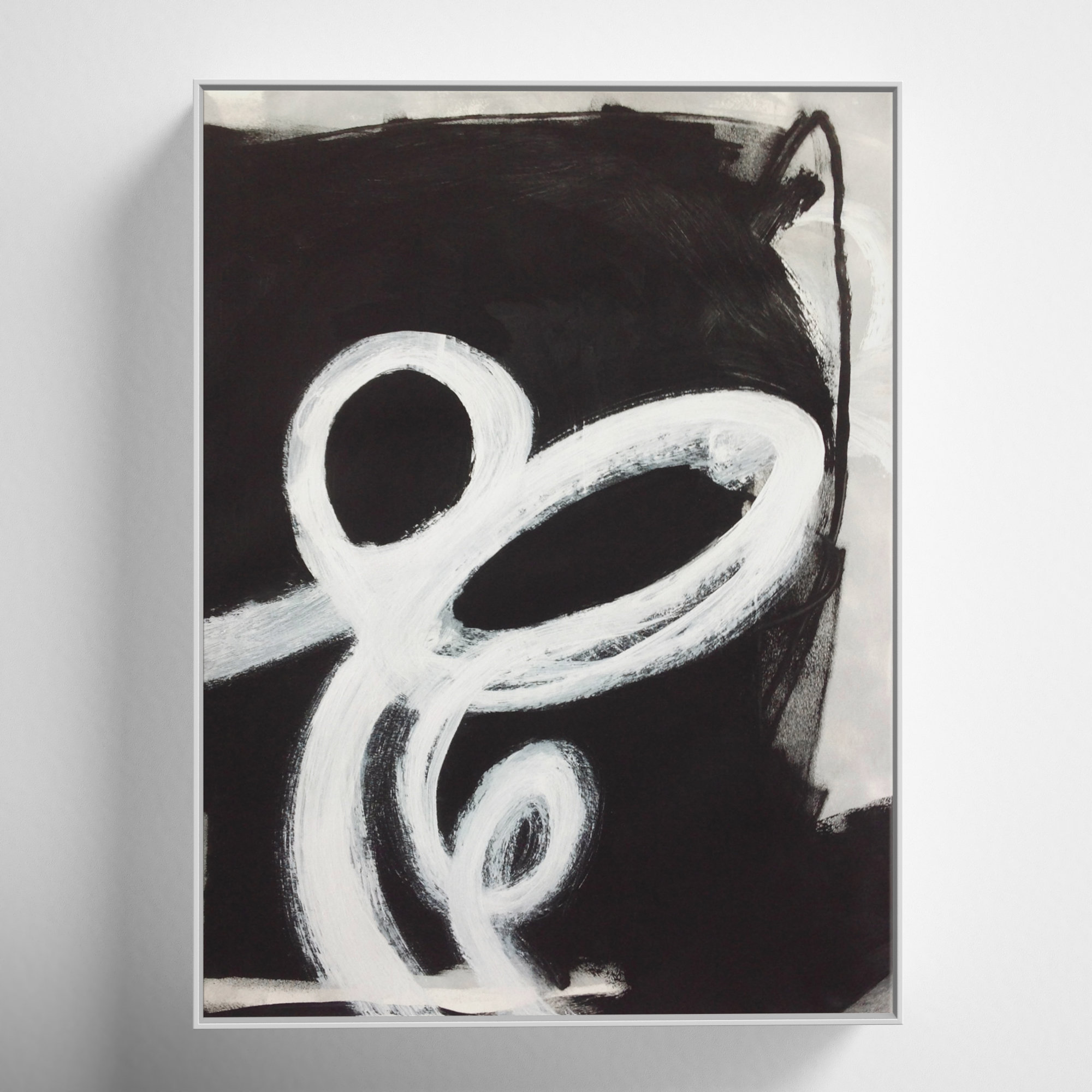 Joss & Main White Swirly Swirls 2 - Floater Frame Painting Print on ...