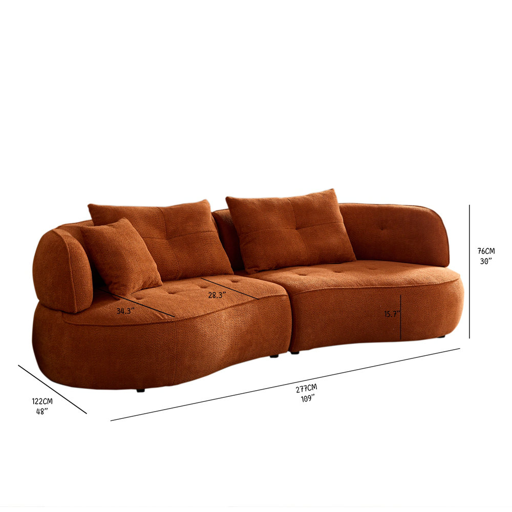 Hokku Designs Orange modular sofa, durable fabric, solid wood frame ...