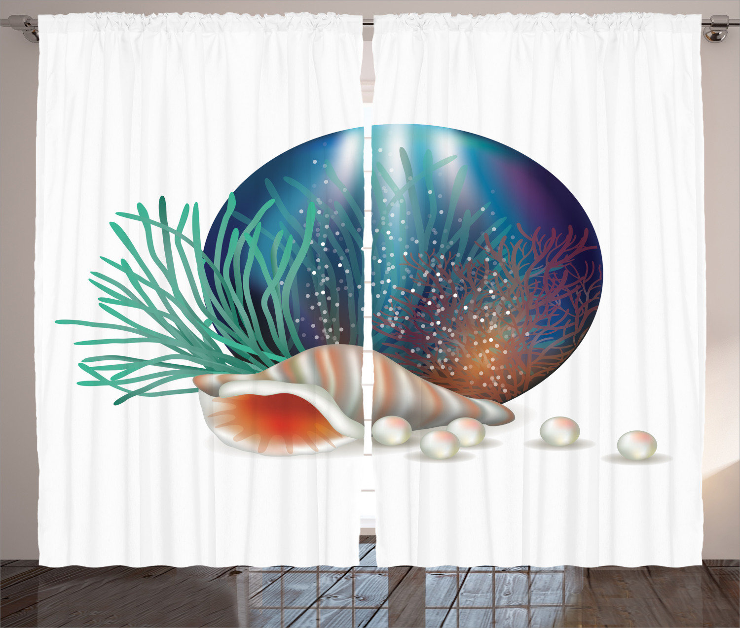 East Urban Home Pearls Semi-Sheer Rod Pocket Curtain Panels | Wayfair