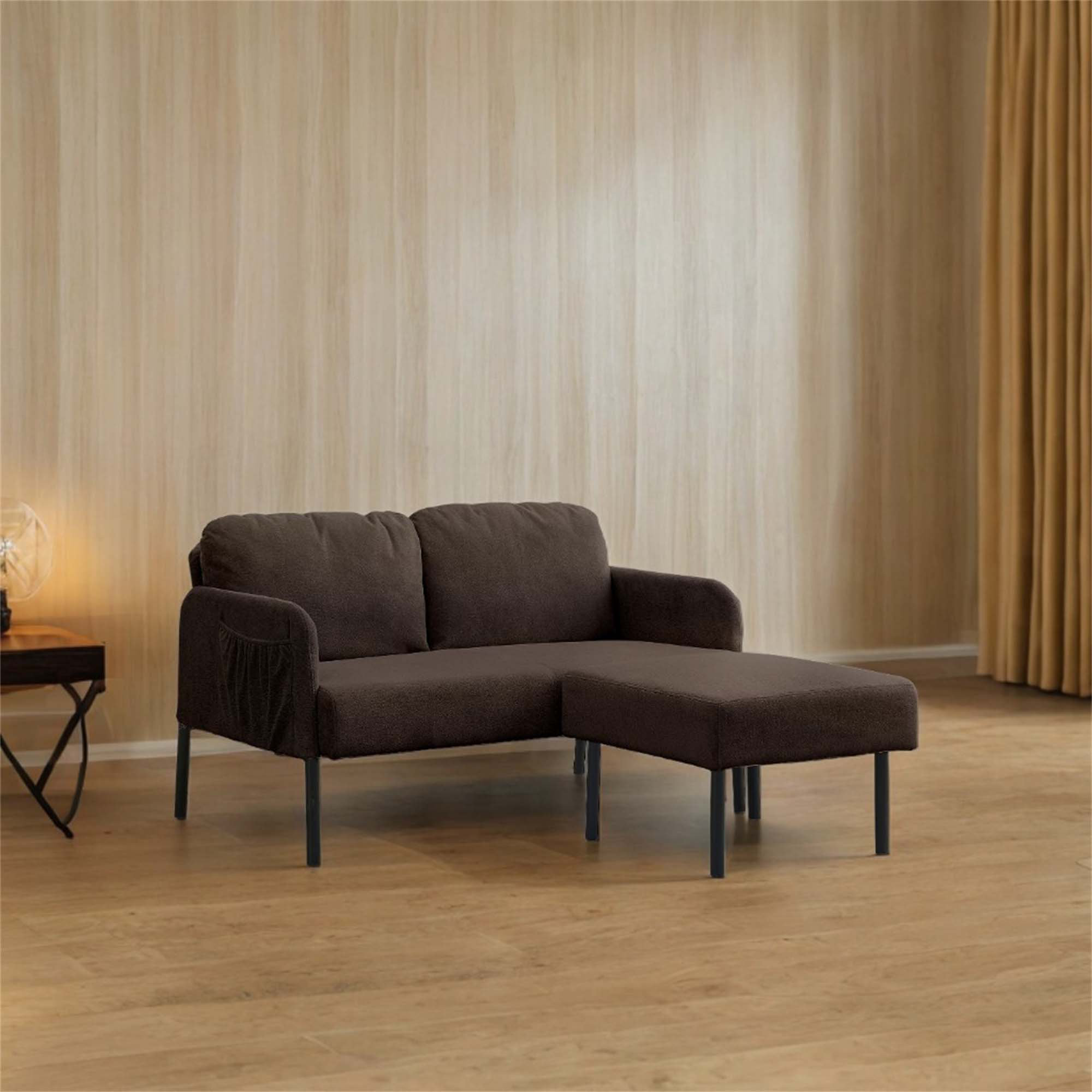 Ebern Designs Comfortable Polyester Fabric Sofa with Ottoman for ...