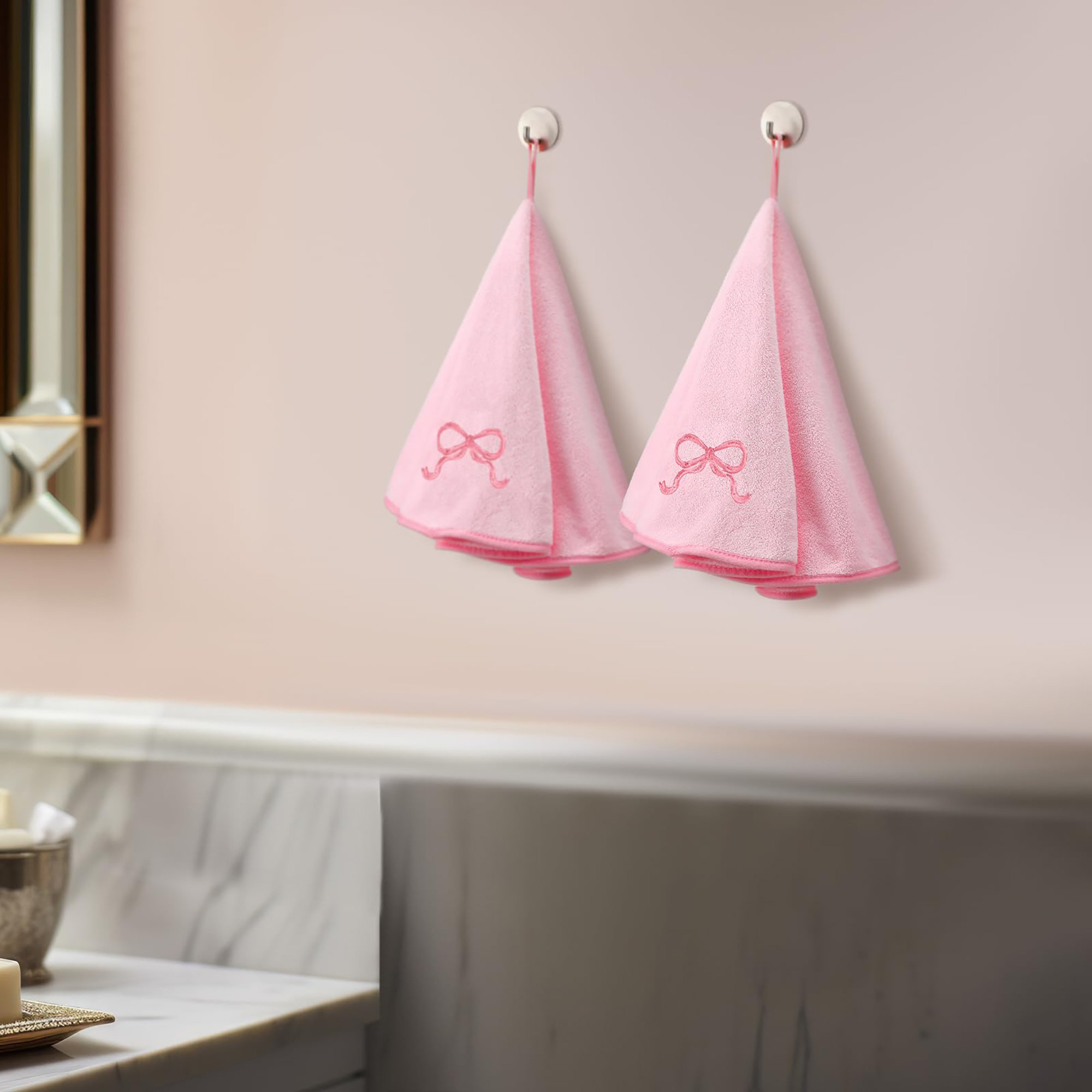 Lark Manor™ 2 Pink Bow Hand Towels | Wayfair