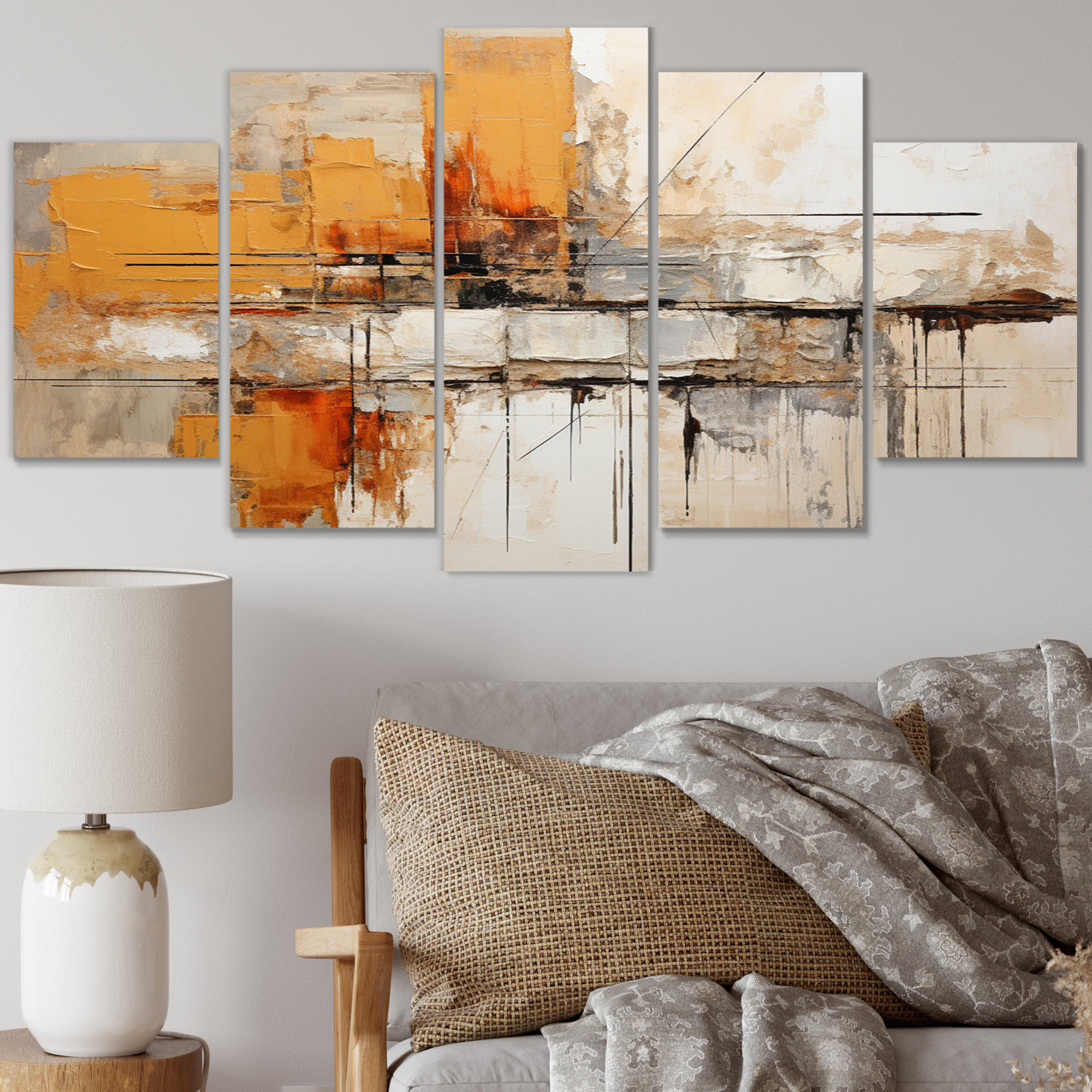 Design Art Orange Impressions II - Abstract Collages Wall Decor - 5 ...