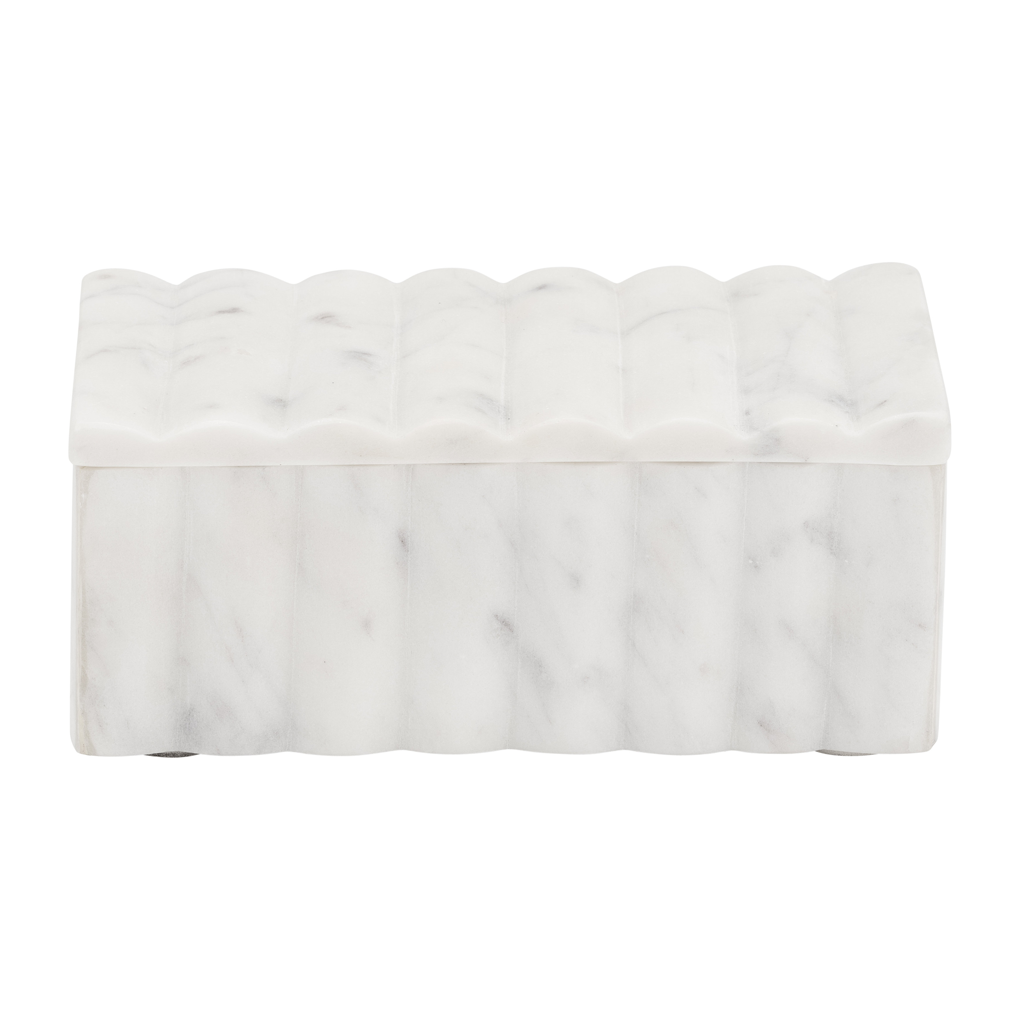 Joss & Main White Marble Storage Box - Contemporary Ridged 7" x 3 ...