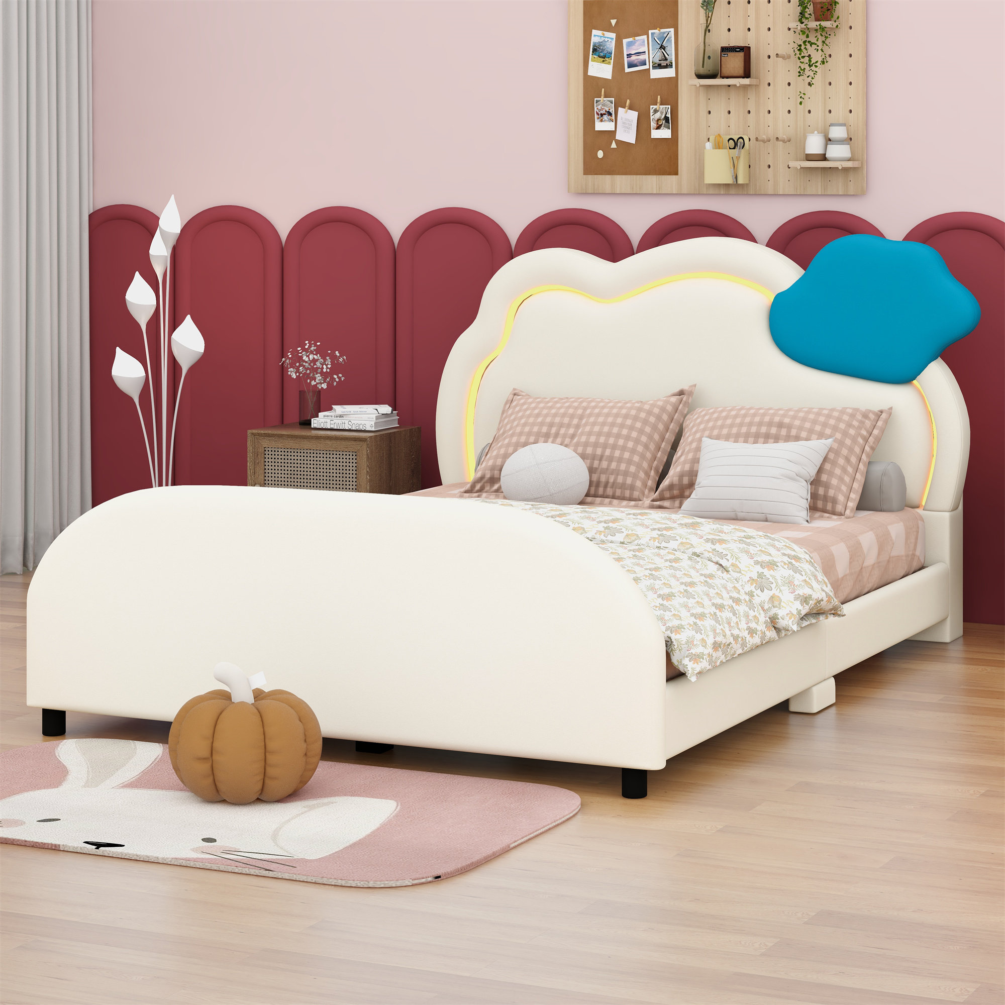 Wrought Studio Full Size Upholstered Platform Bed With Cloud-Shaped ...