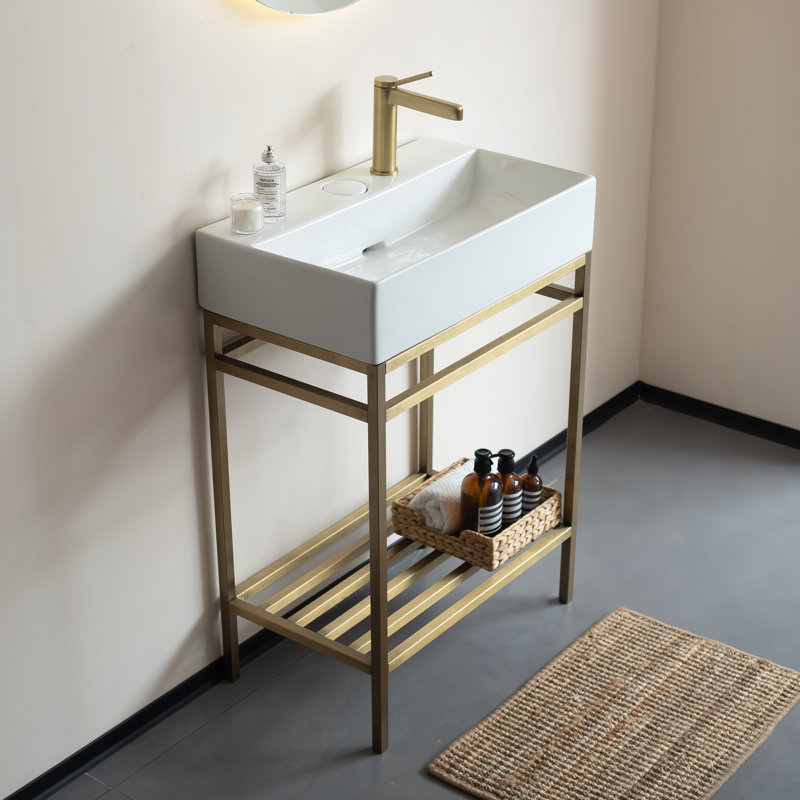 Mercer41 Lofi 24" Bathroom Vanity With Ceramic Basin, Freestanding ...