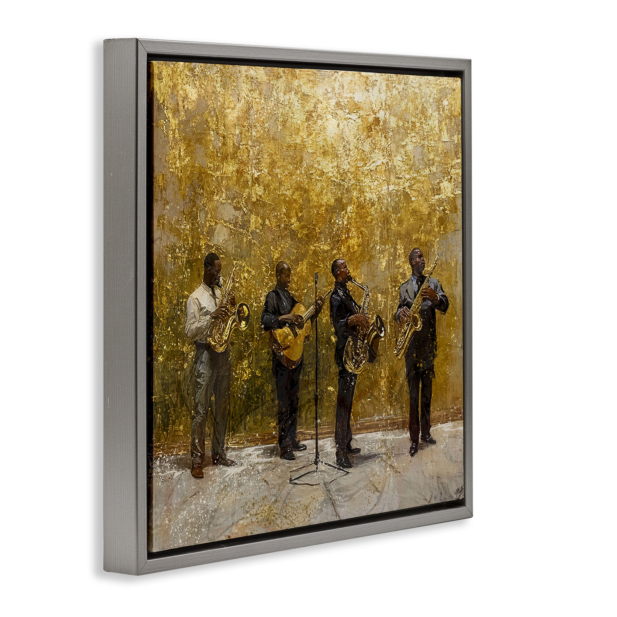 Latitude Run® Golden Era Jazz Musicians Floating Frame, design by Marta ...