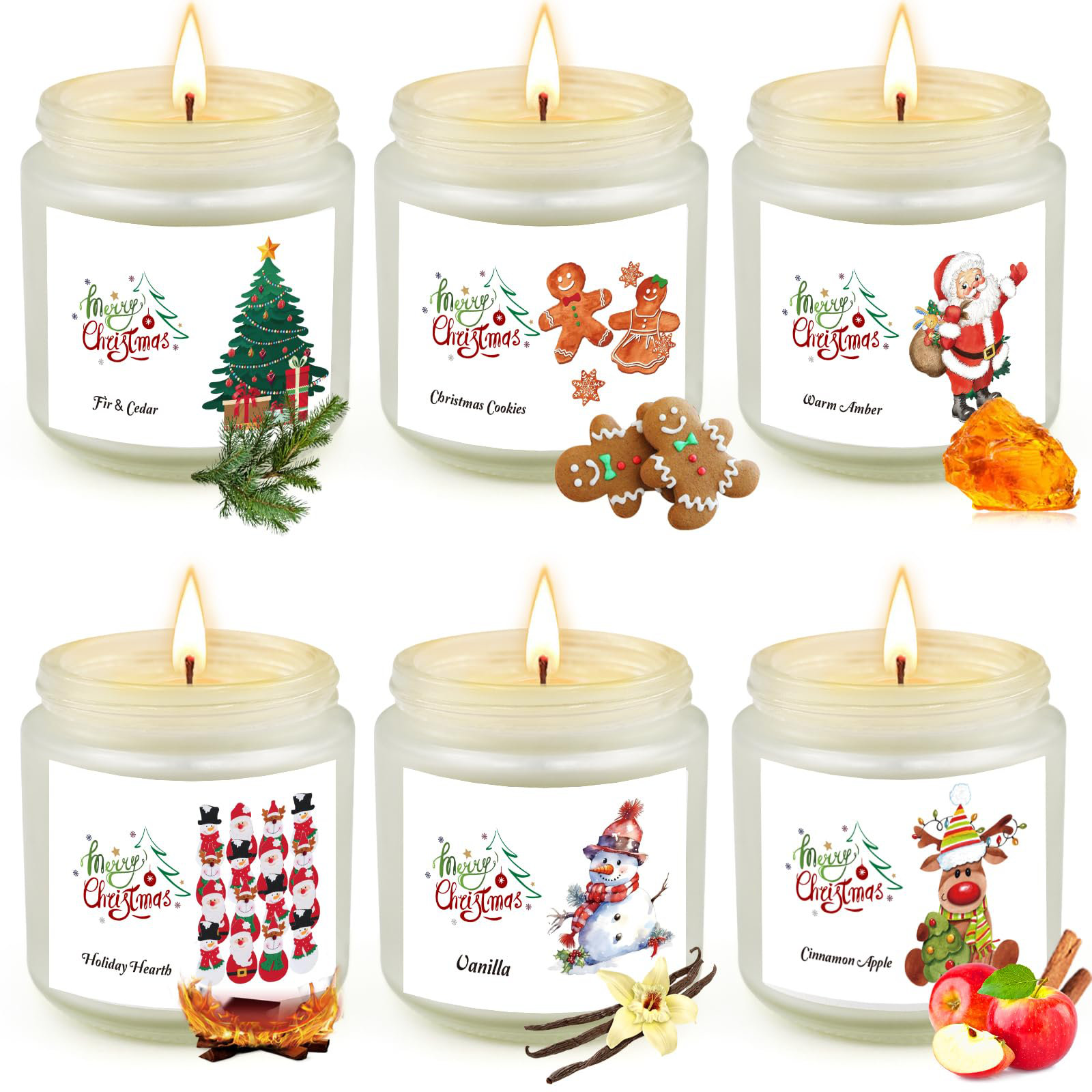 The Holiday Aisle® 6 Pack Candles For Home Scented, Christmas Candle ...